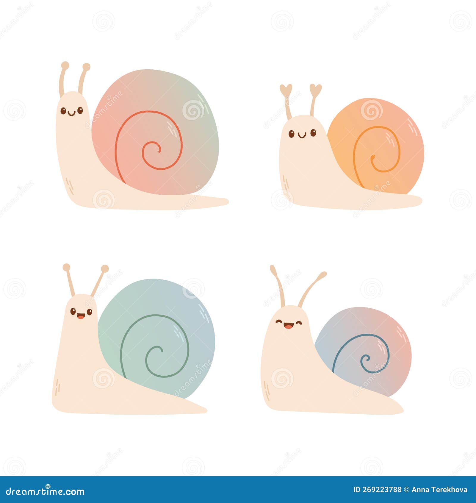 Cute Cartoon Snail. Character Snail. Cute Vector Illustration Snail ...