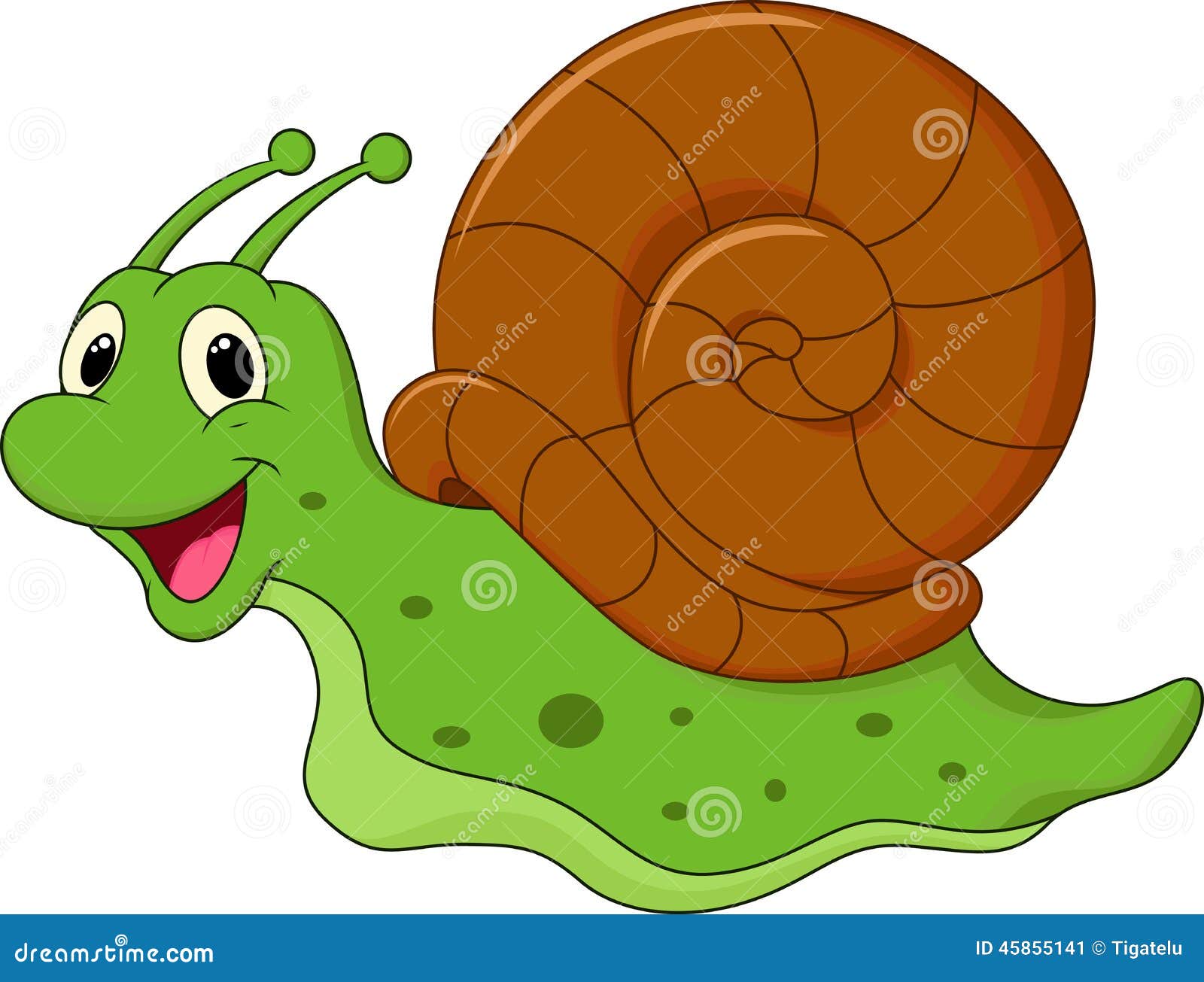 Cartoon Snail. Funny Smiling Garden Snails With Color Shells, Happy ...