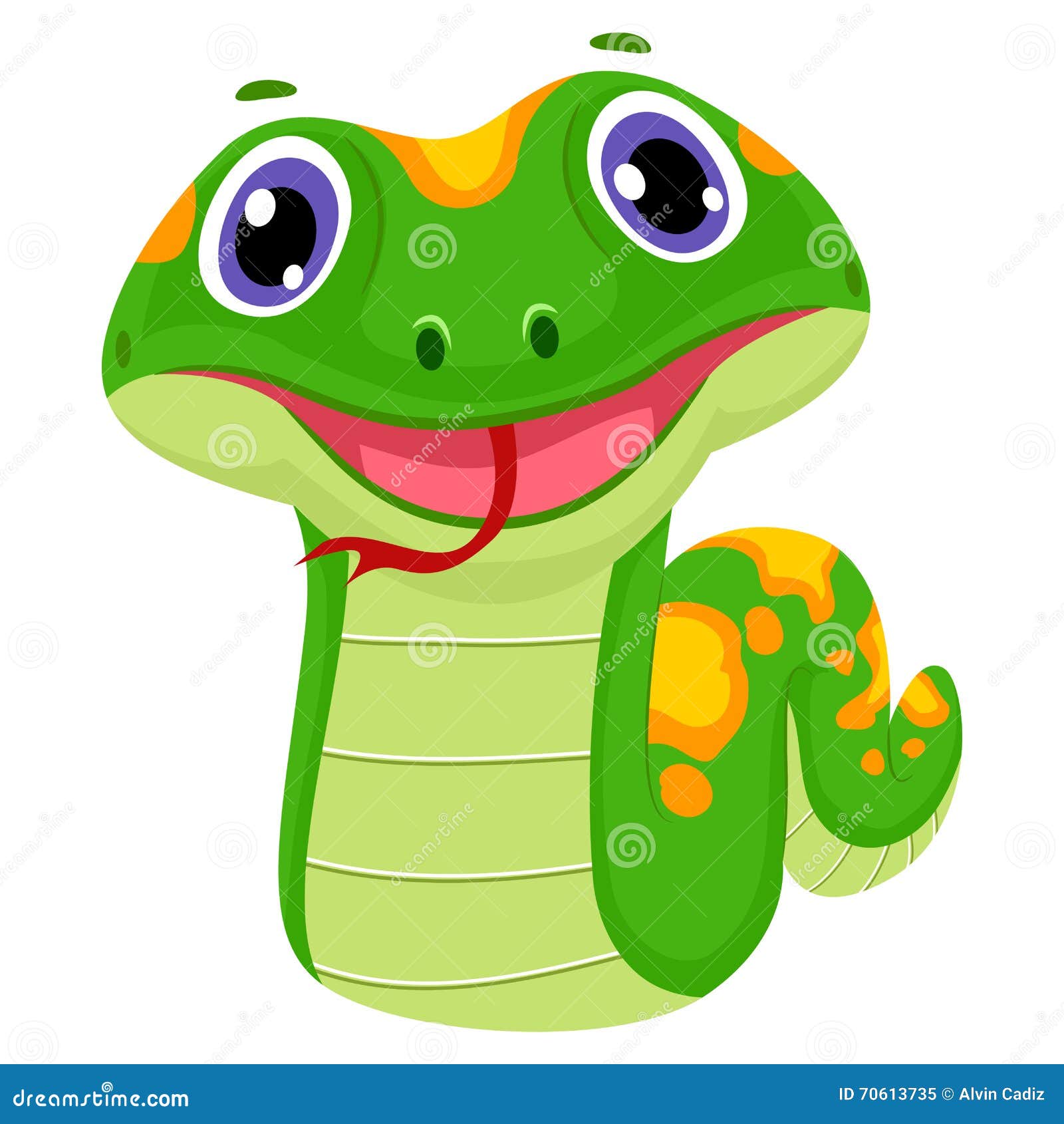 Cute Cartoon Snake stock vector. Illustration of spiral - 70613735