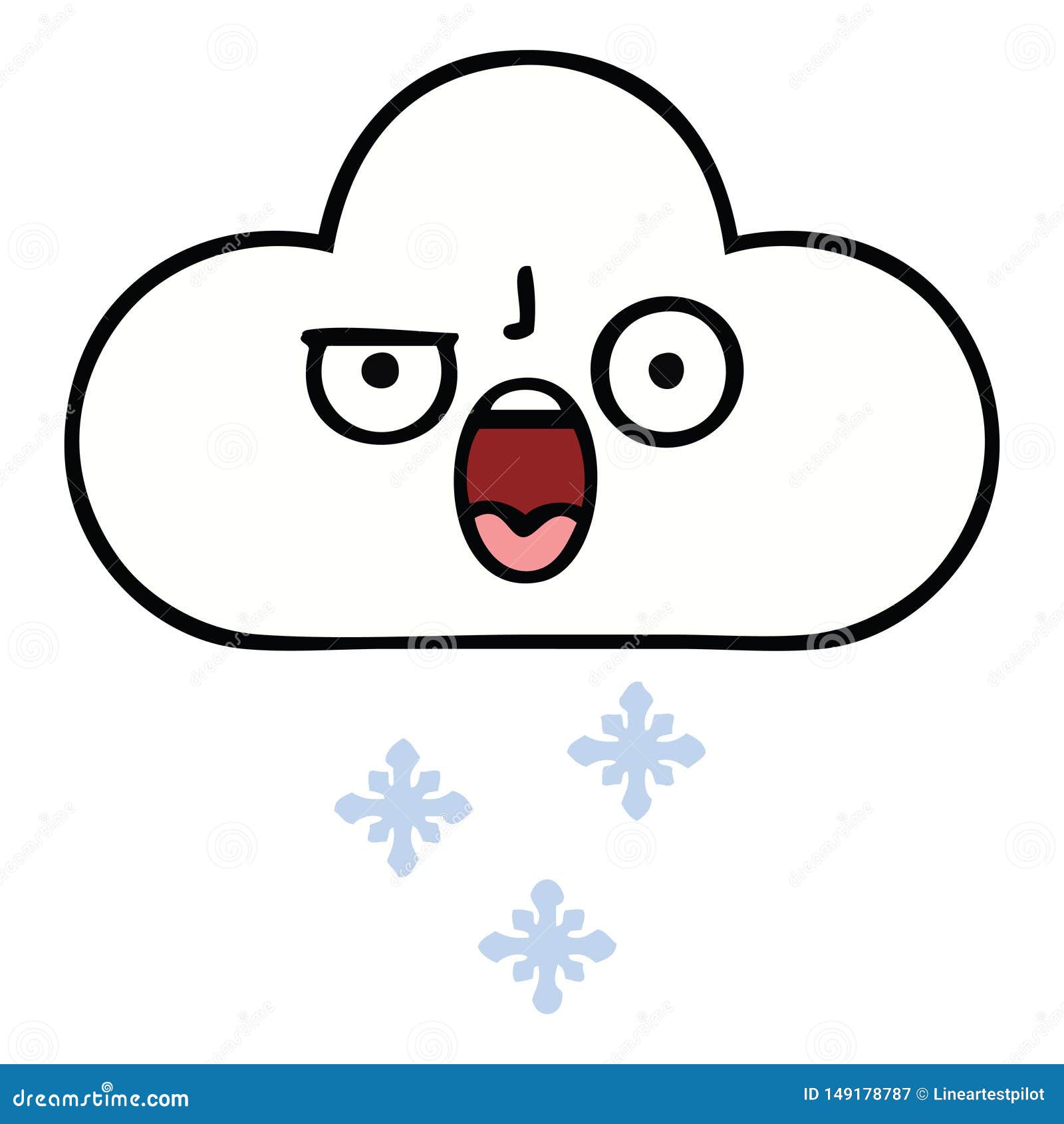 Cute cartoon snow cloud stock vector. Illustration of artwork - 149178787