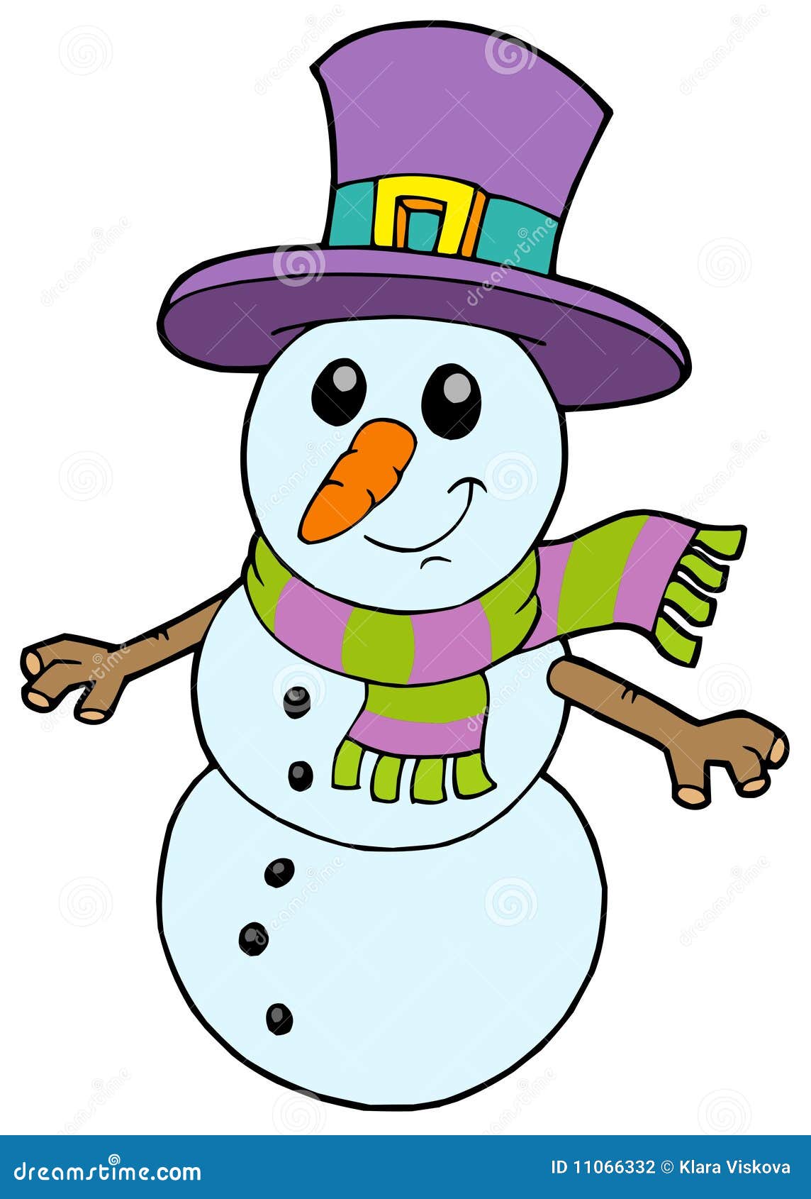 Cute cartoon snowman stock vector. Illustration of happy - 11066332