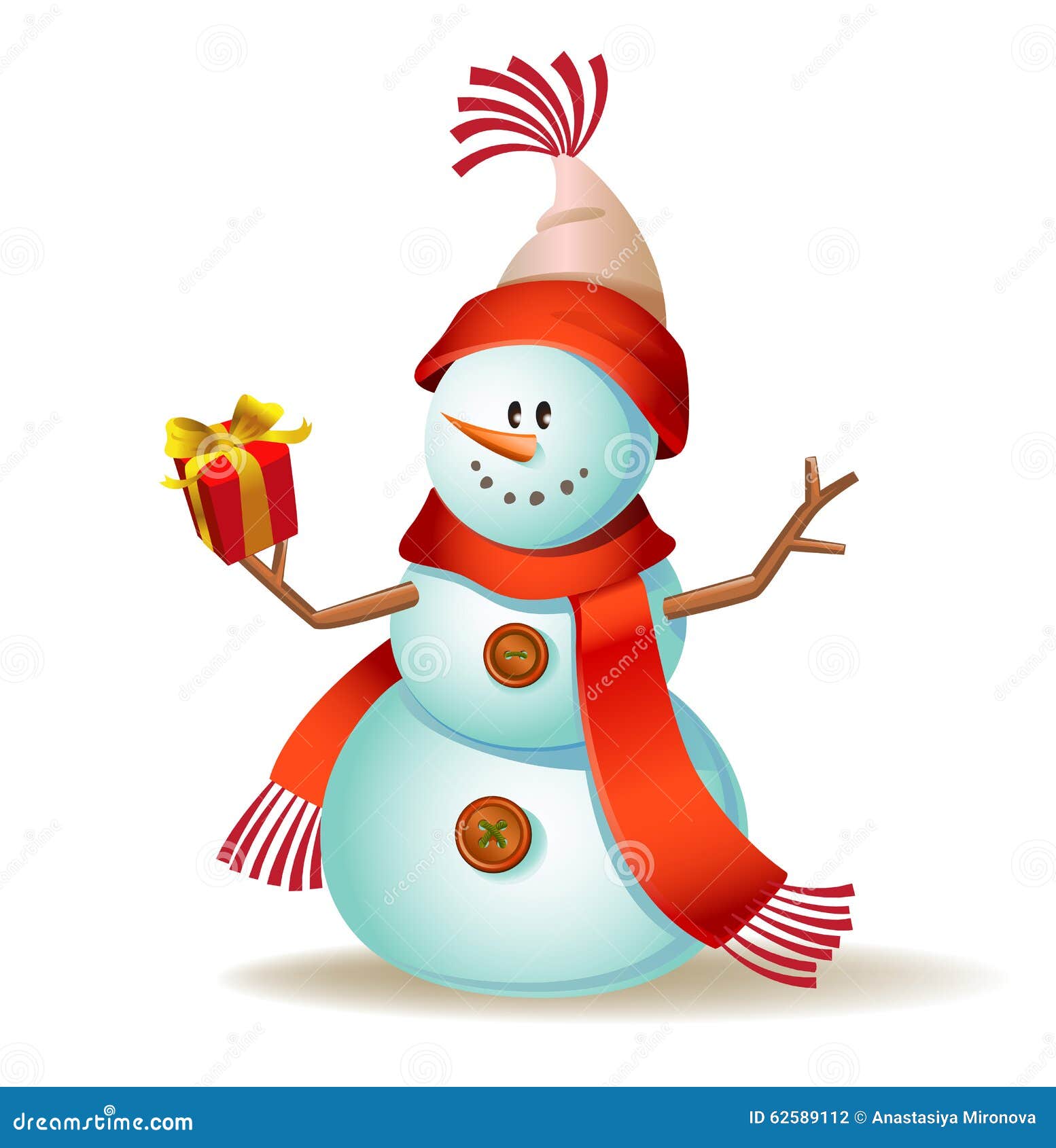 Cute cartoon snowman stock vector. Illustration of icon - 62589112