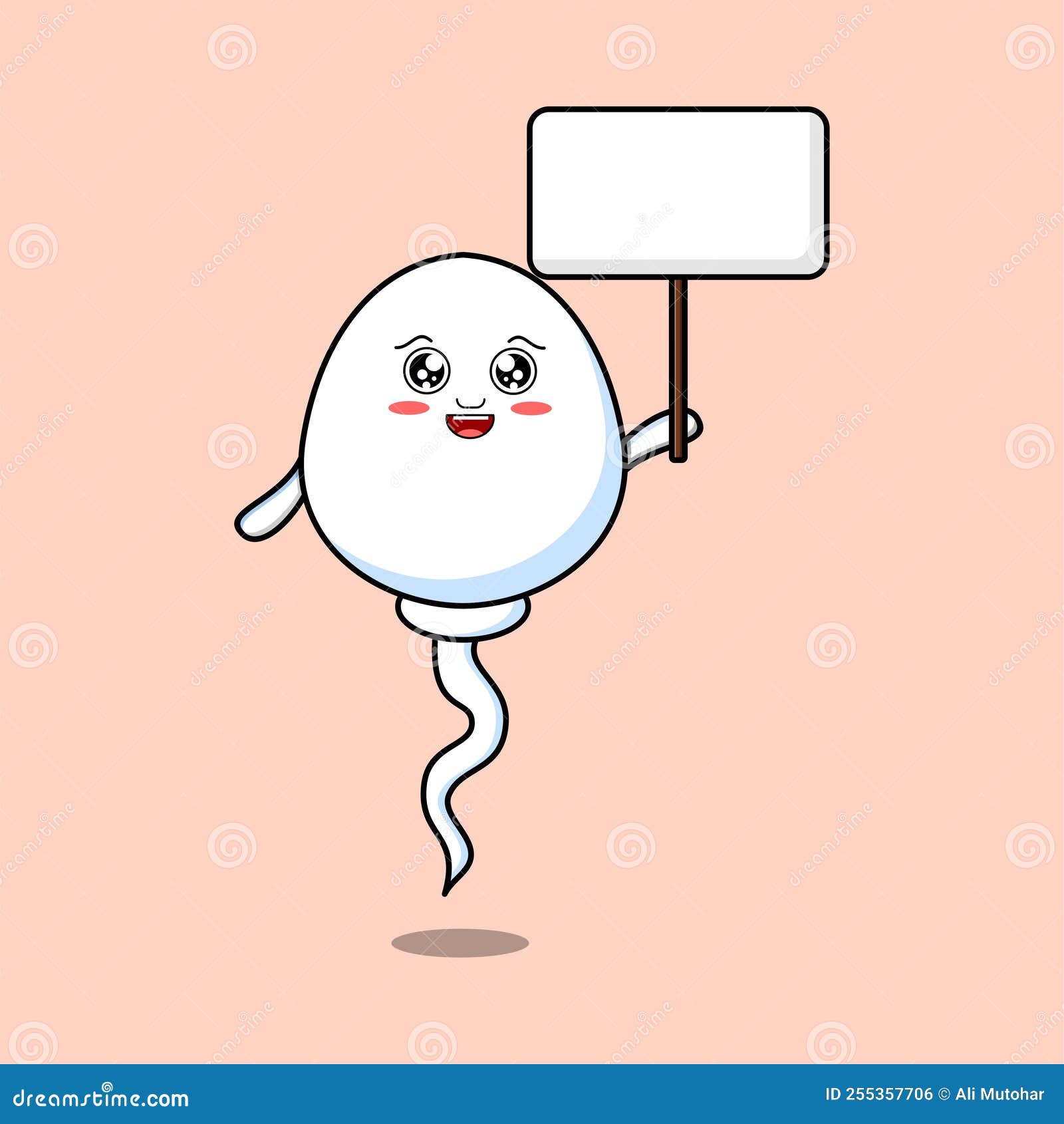 Cute Cartoon Sperm Character Holding Blank Board Stock Vector ...