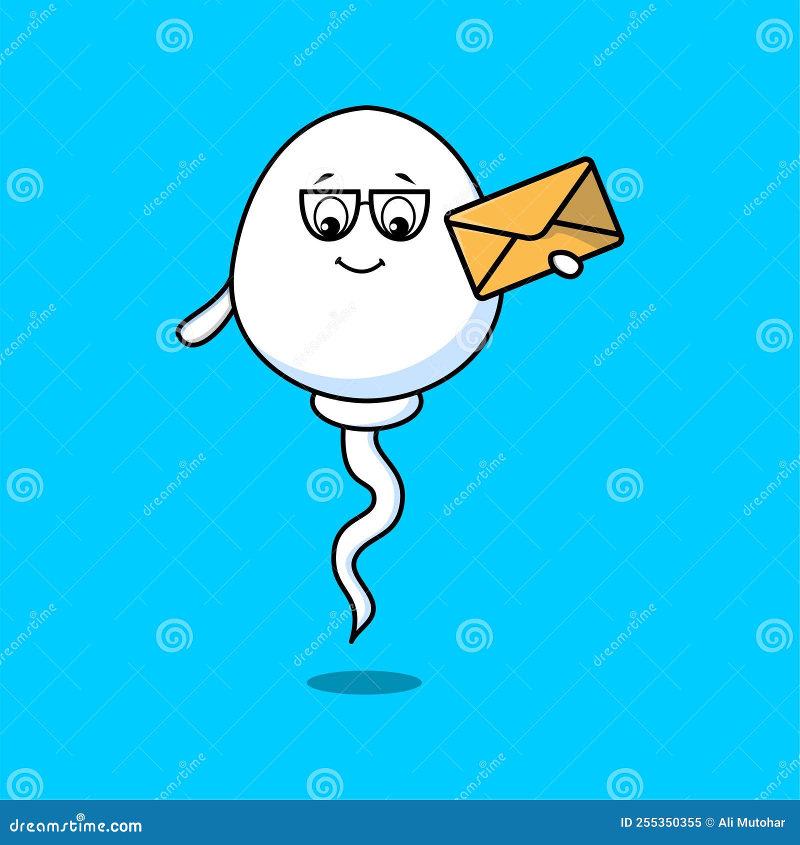 Cute Cartoon Sperm Holding Envelope Stock Vector - Illustration of ...