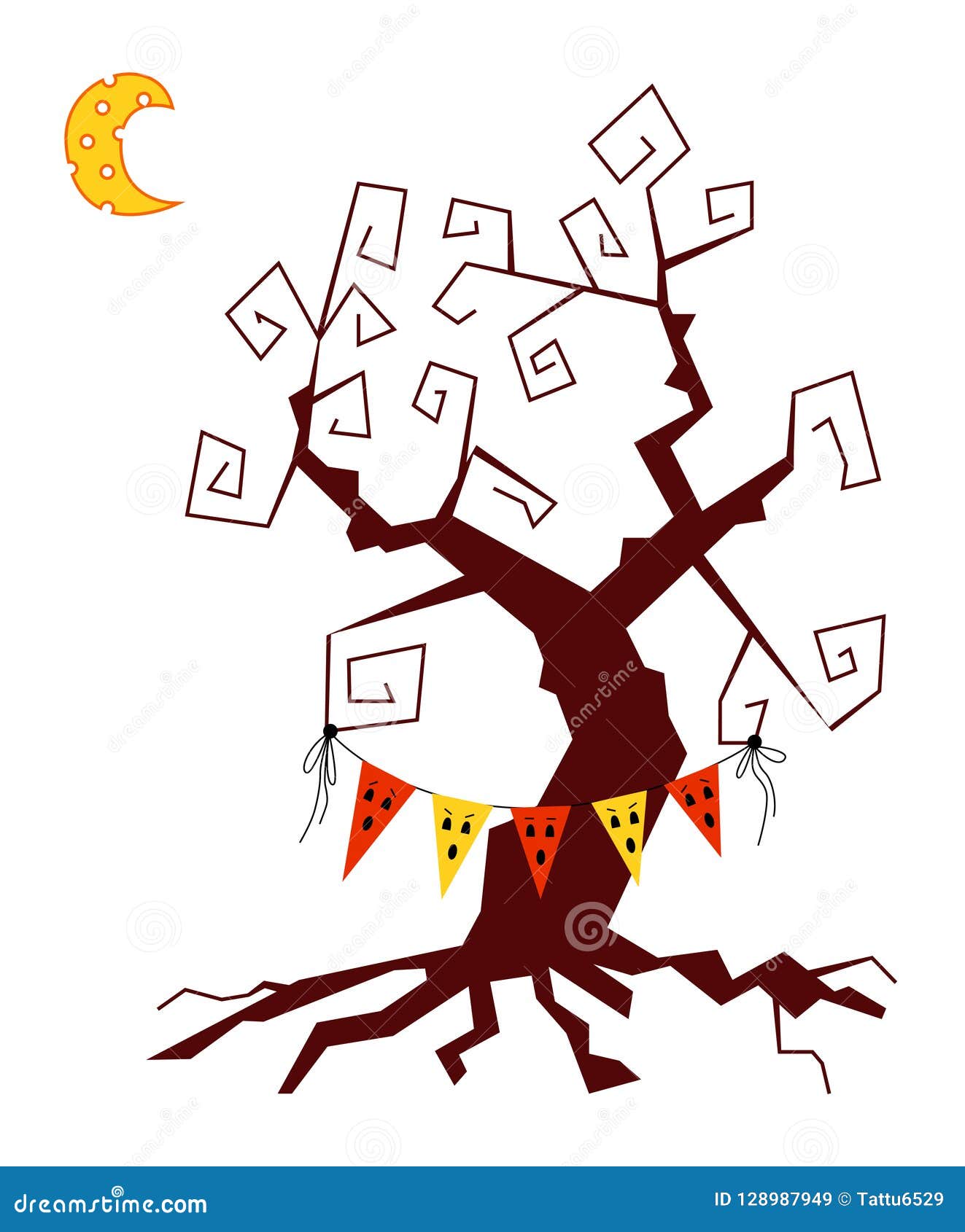 Cute cartoon spooky tree stock vector. Illustration of isolated - 128987949