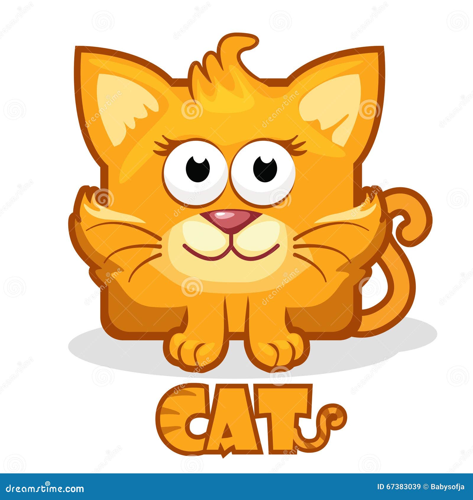 Cute cartoon square cat stock vector. Illustration of domestic - 67383039