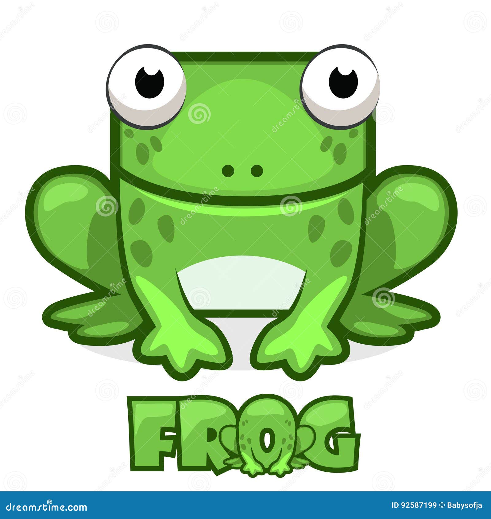 Cute Cartoon Square Green Frog Stock Vector - Illustration of clipart ...