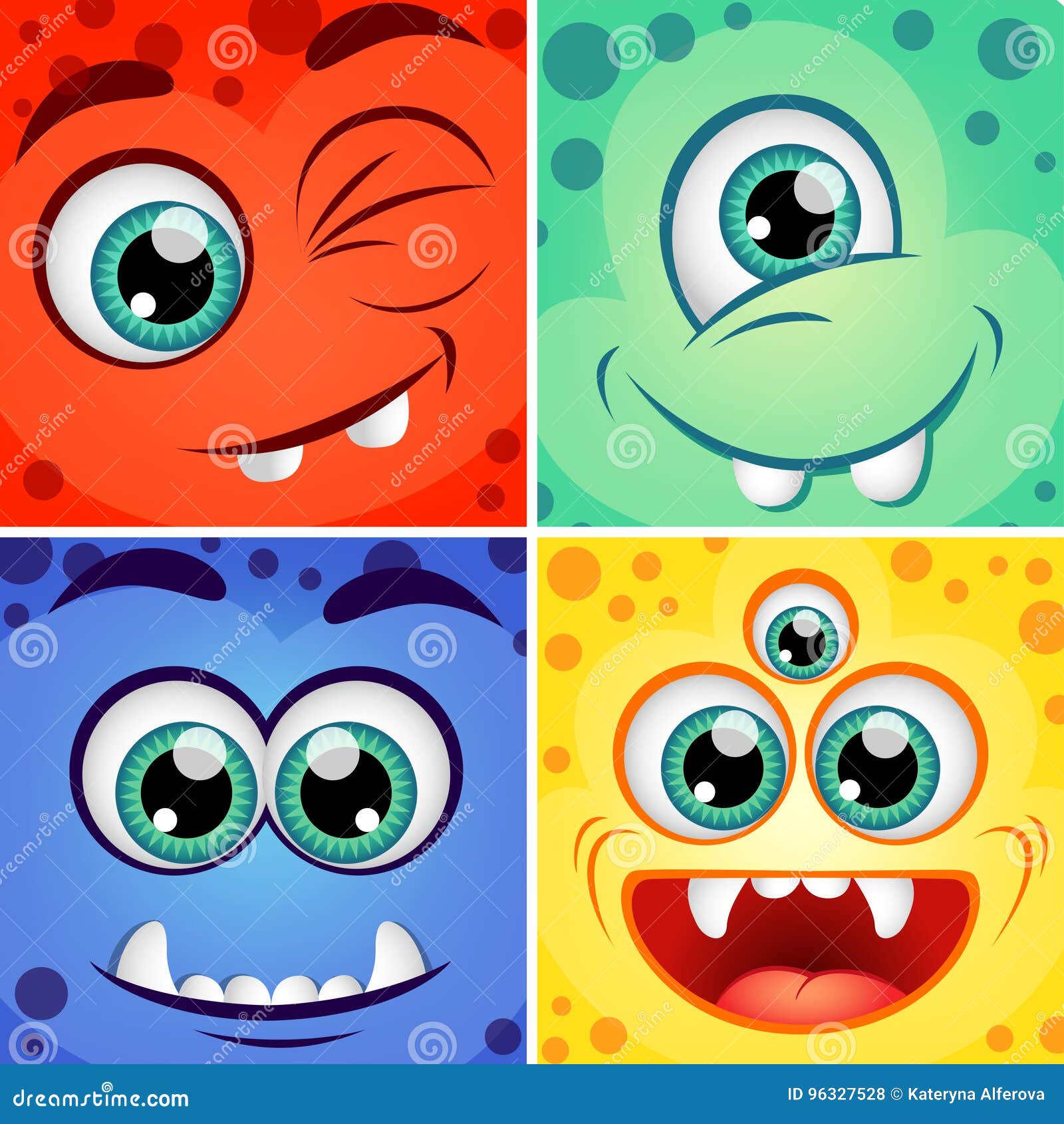 Cute Cartoon Square Monsters Stock Vector - Illustration of demon ...