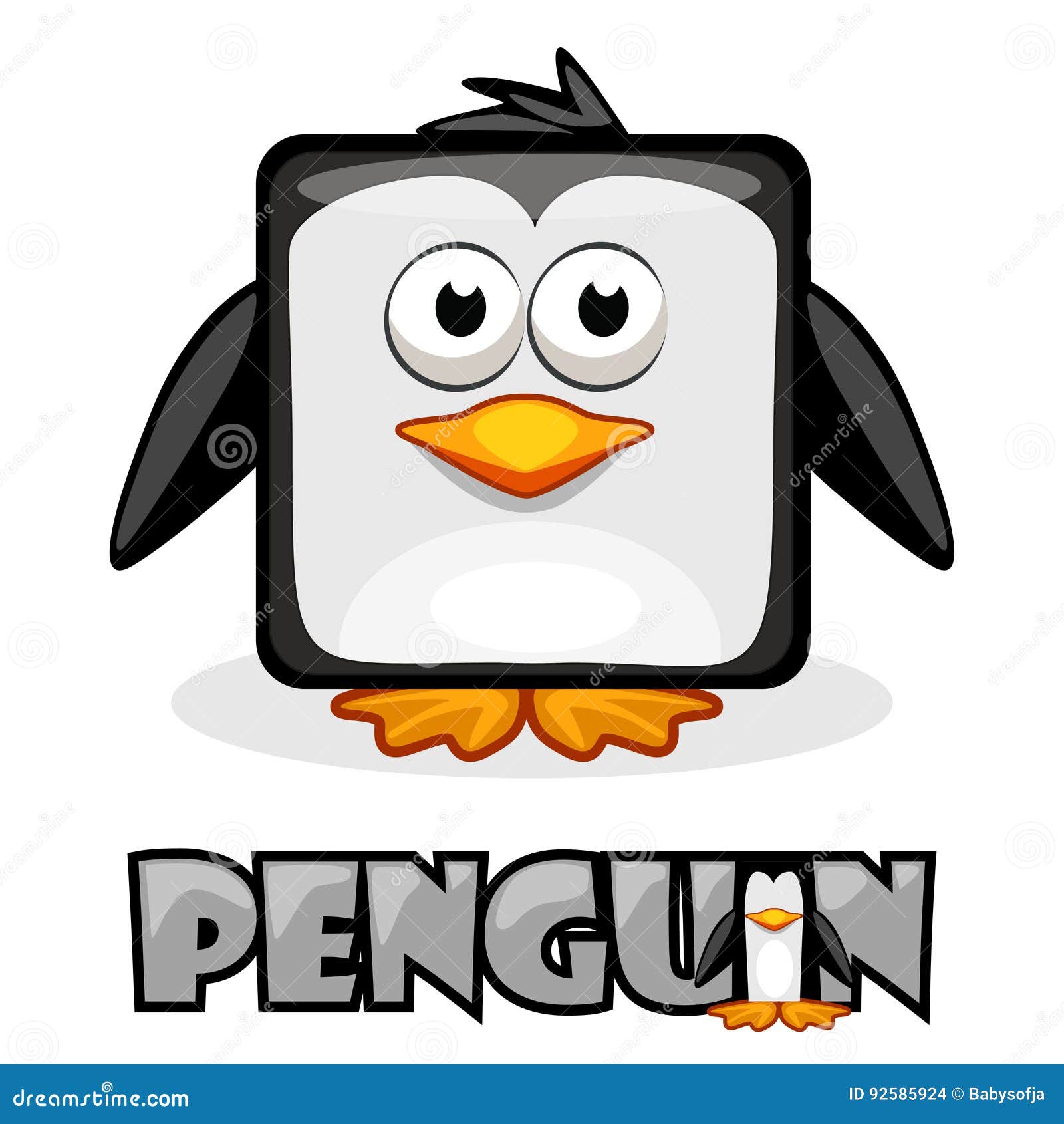Cute Cartoon Square Penguin Stock Vector - Illustration of animals ...