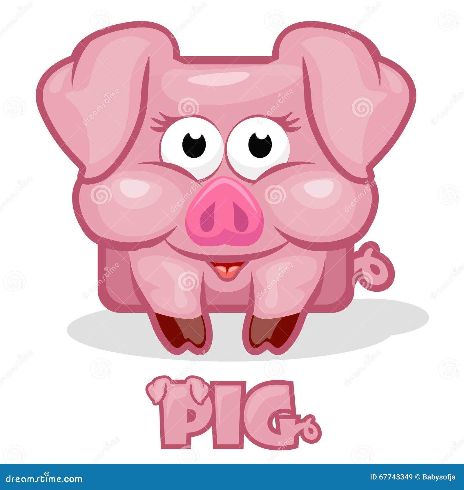 Cute cartoon square pig stock vector. Illustration of cheerful - 67743349