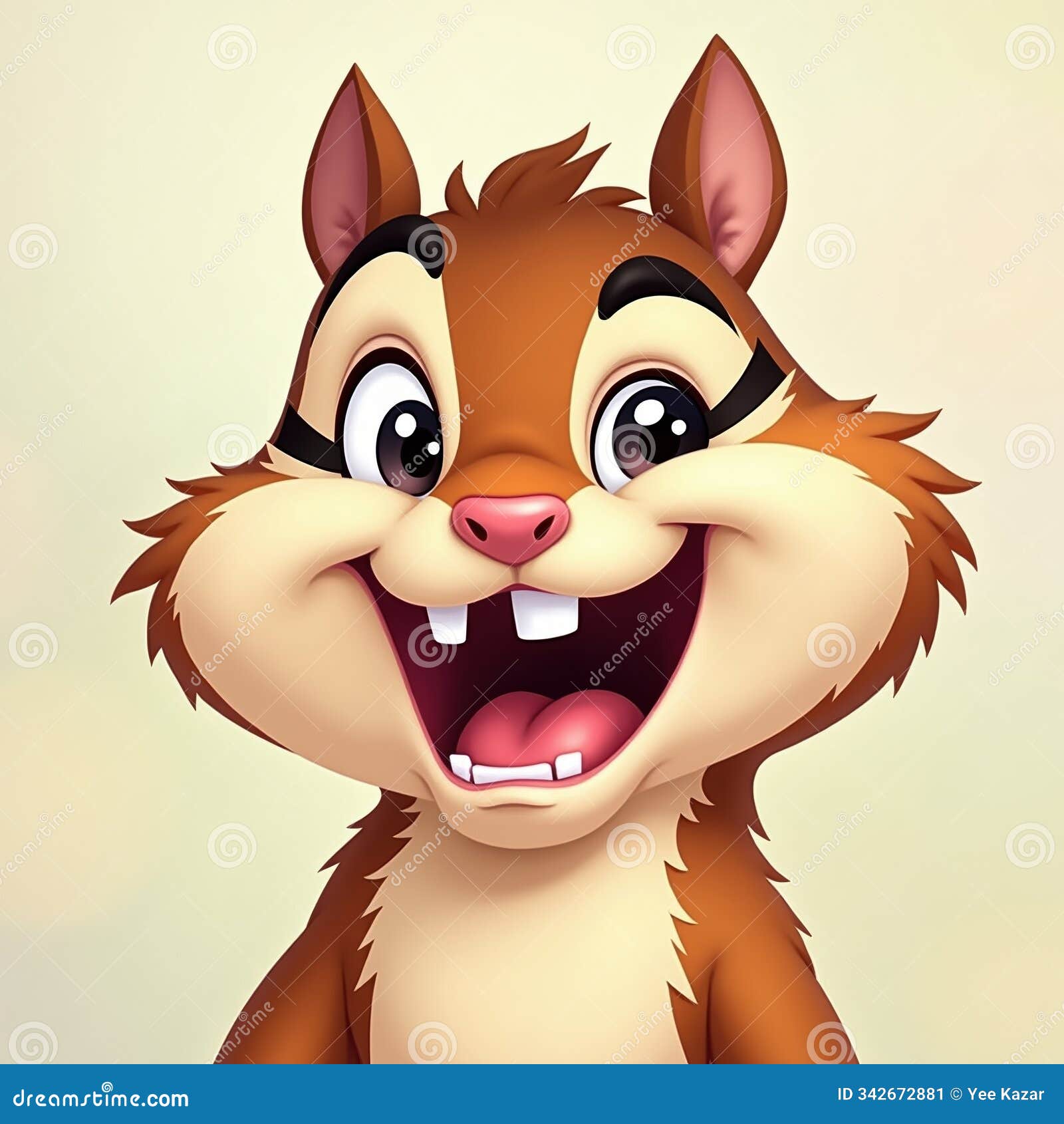 Cute Cartoon Squirrel with Big Smile Stock Illustration - Illustration ...