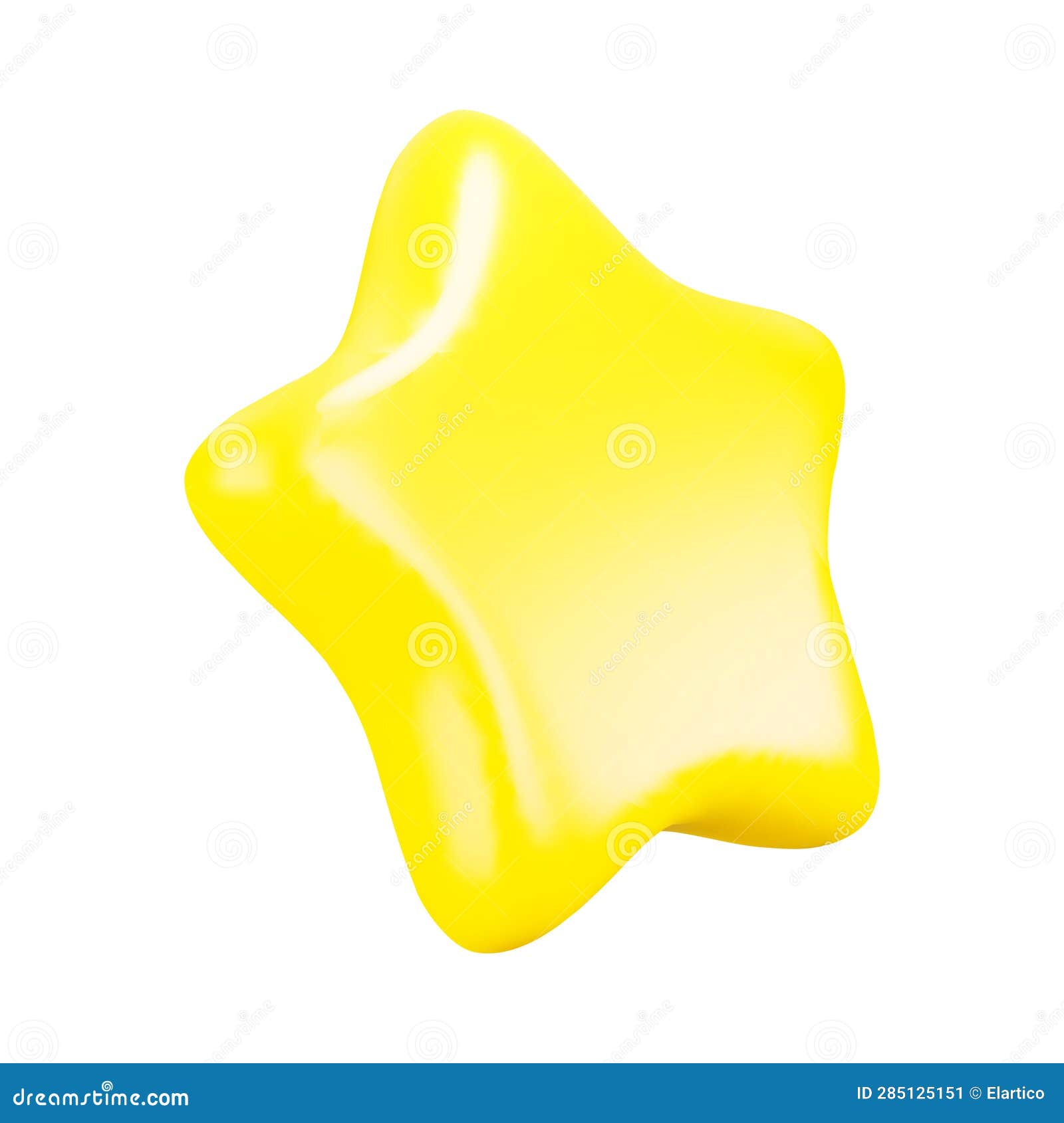 Cute Cartoon Star Side View. Yellow 3D Star Isolated on White ...