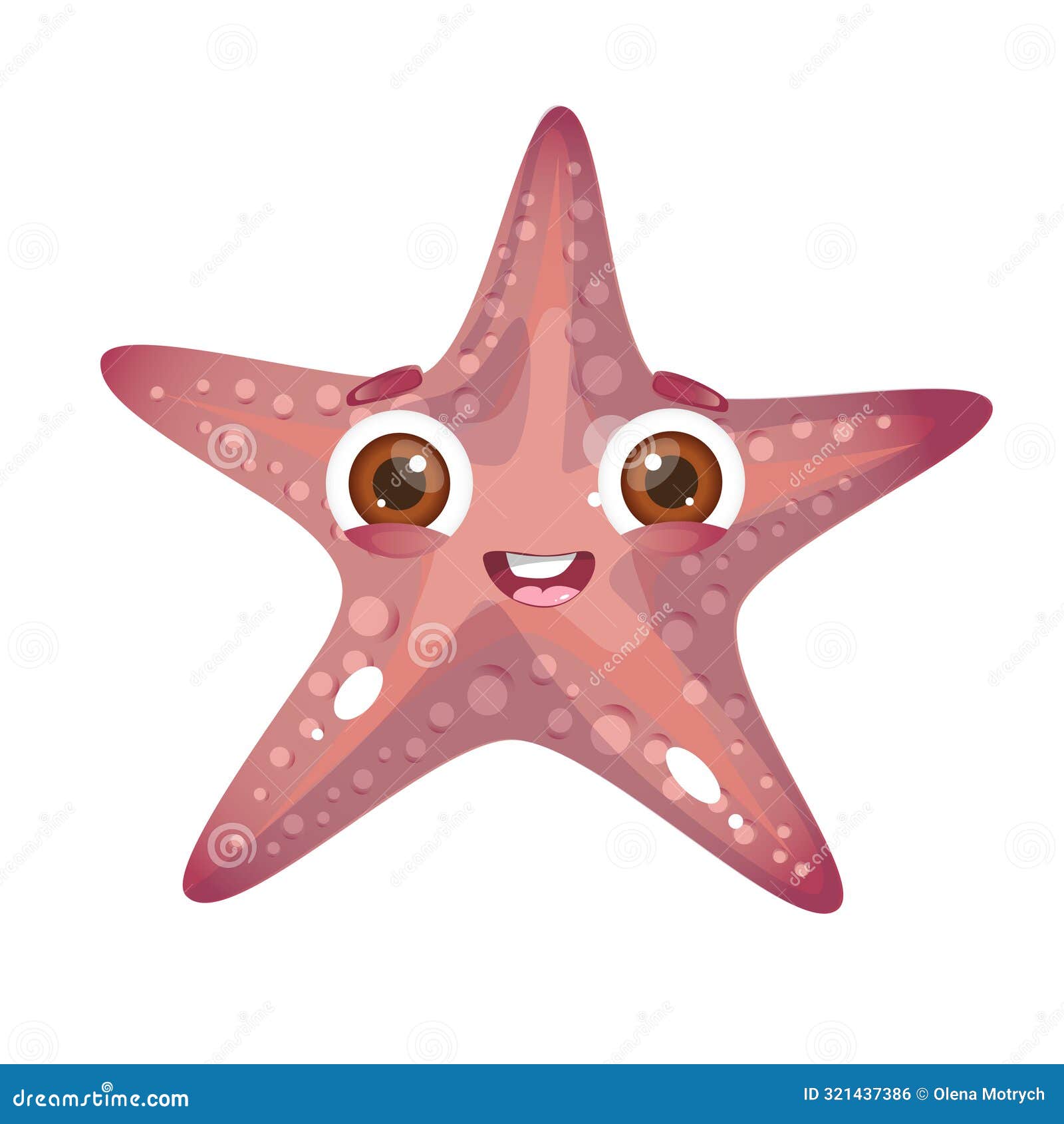 Cute Cartoon Starfish on White Background. Stock Vector - Illustration ...