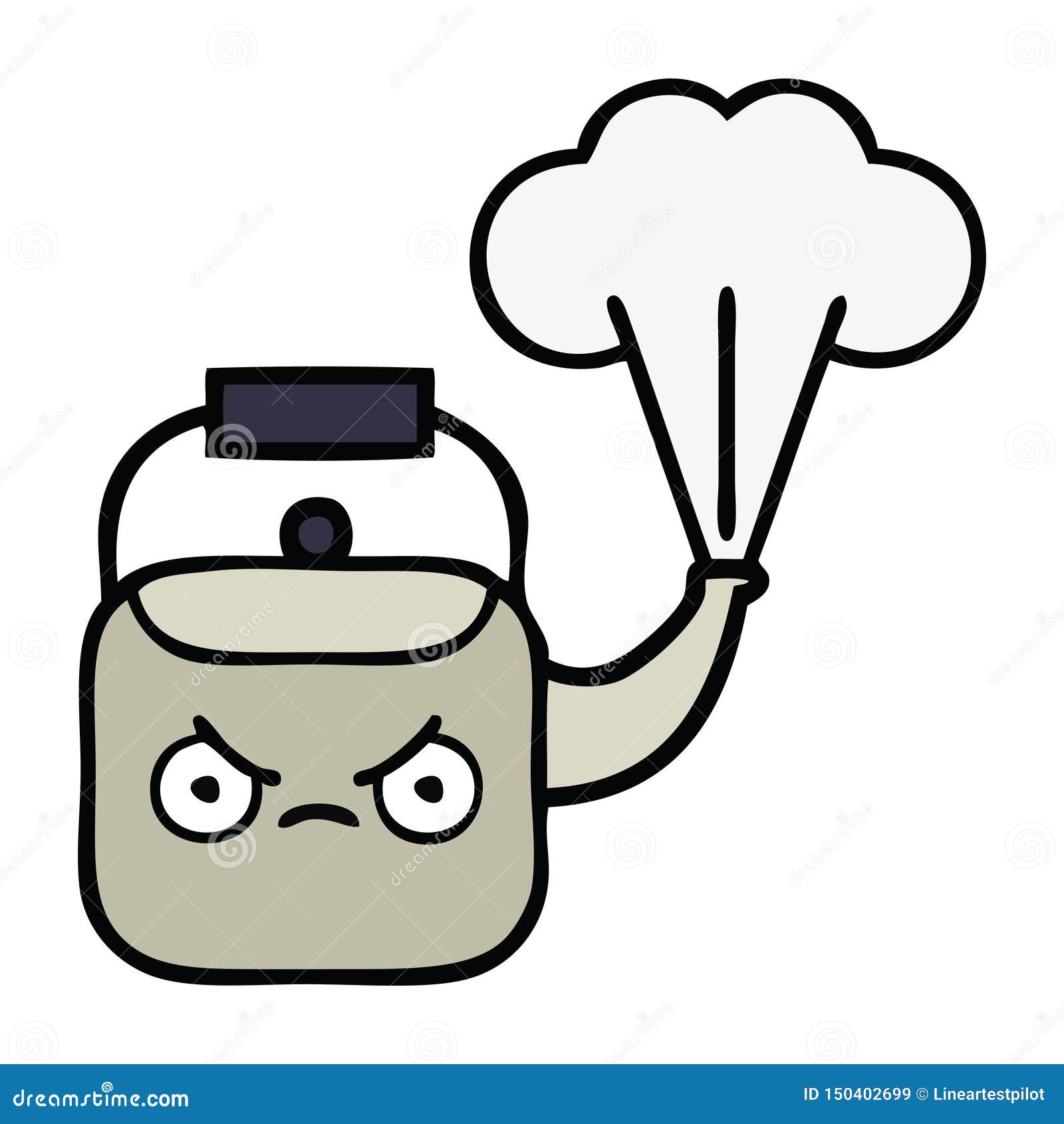 Cute Cartoon of a Steaming Kettle Stock Vector - Illustration of quirky ...