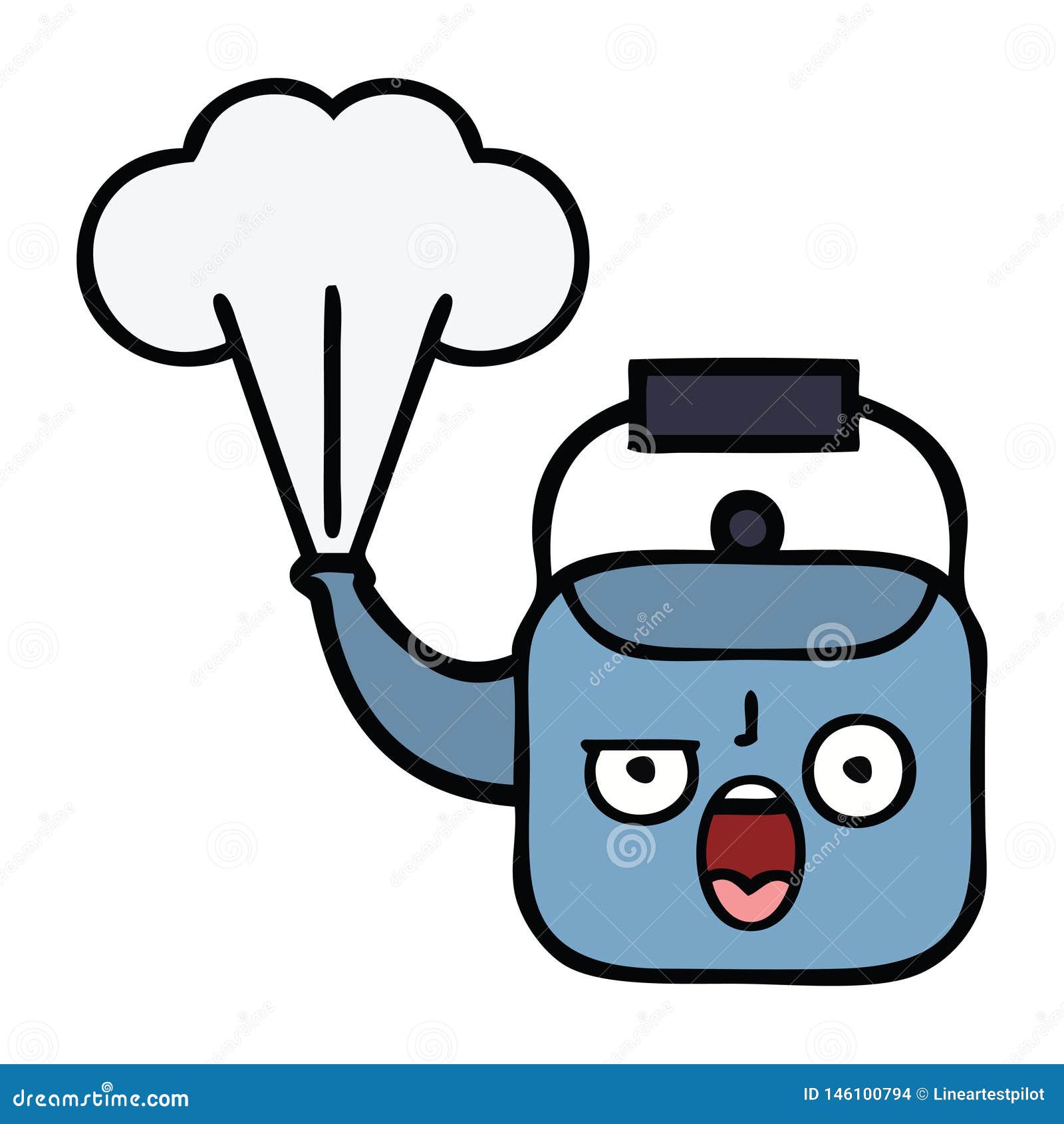 Cute Cartoon of a Steaming Kettle Stock Vector - Illustration of ...