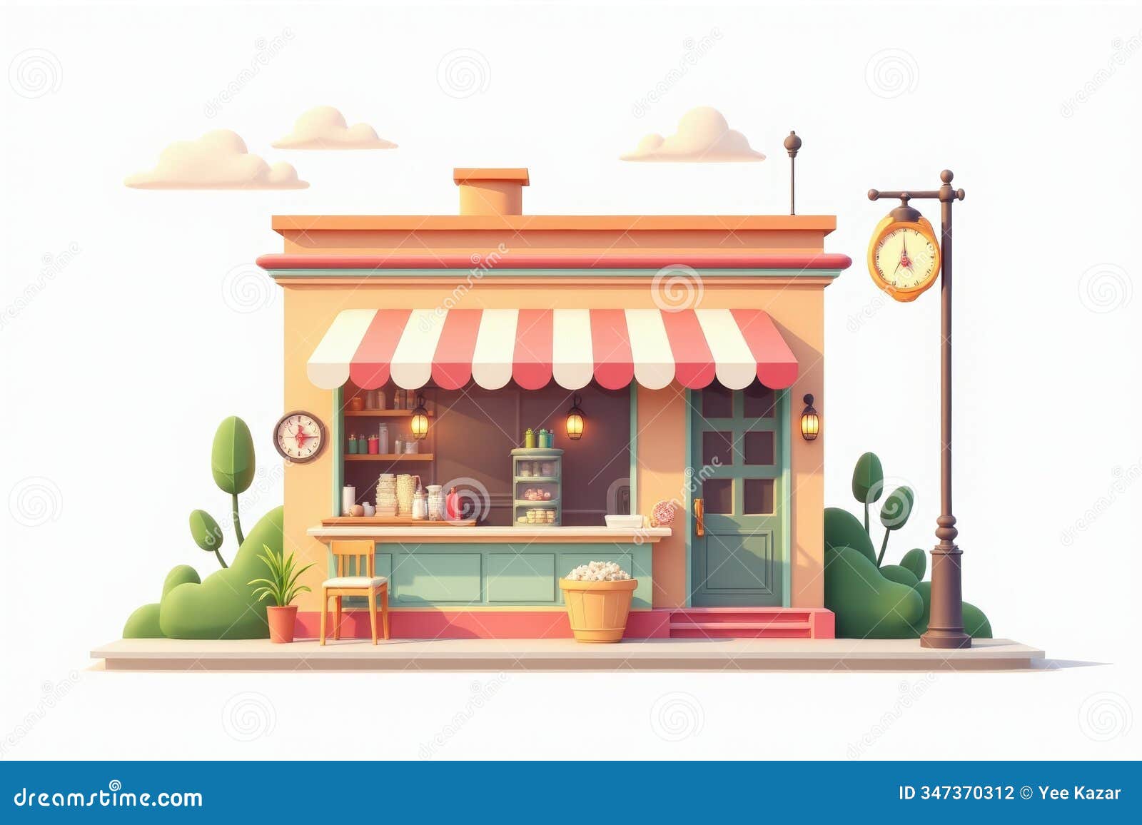 Cute Cartoon Store Front stock illustration. Illustration of storefront ...