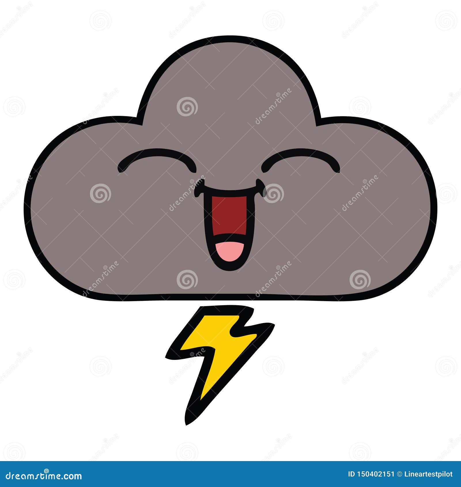 Cute Cartoon of a Storm Cloud Stock Vector - Illustration of clipart ...