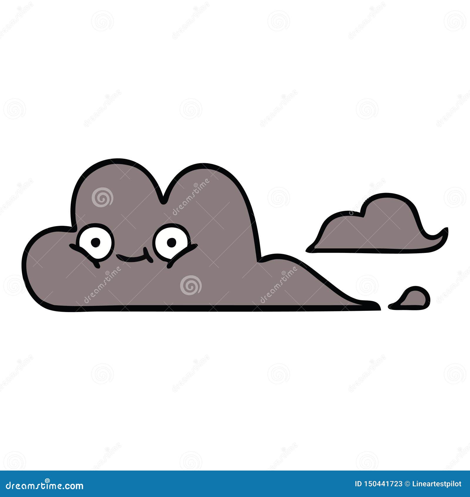 Cute Cartoon of a Storm Cloud Stock Vector - Illustration of freehand ...