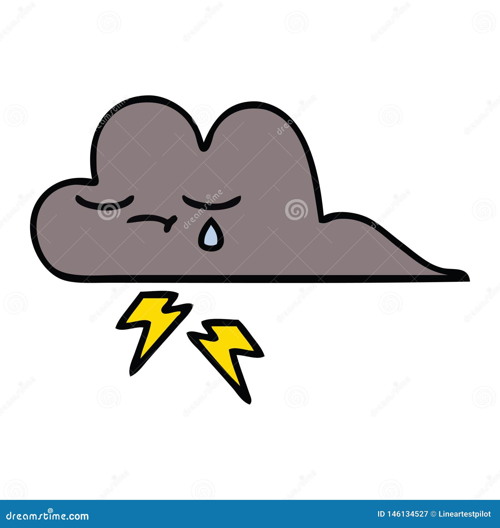 Cute Cartoon of a Storm Cloud Stock Vector - Illustration of weather ...