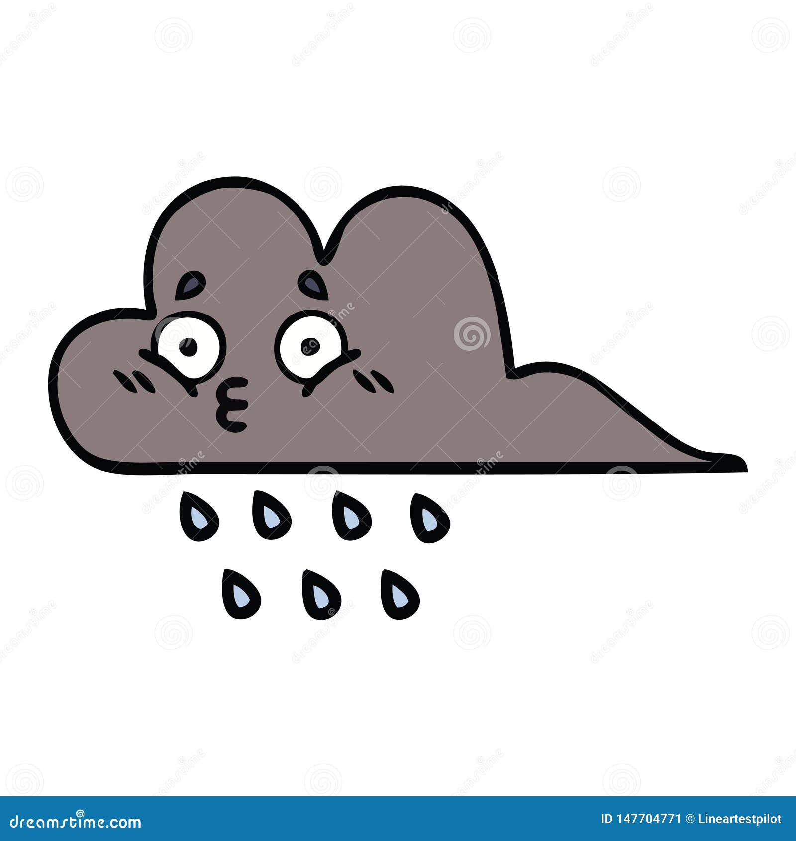 Cute Cartoon Storm Rain Cloud Stock Vector - Illustration of artwork ...