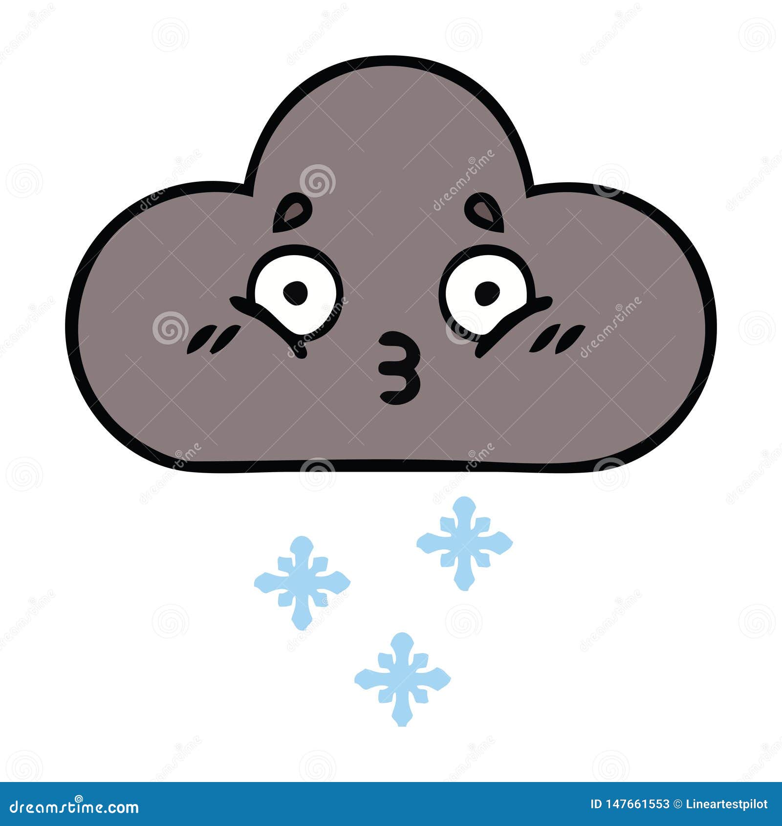 Cute Cartoon Storm Snow Cloud Stock Vector - Illustration of clipart ...