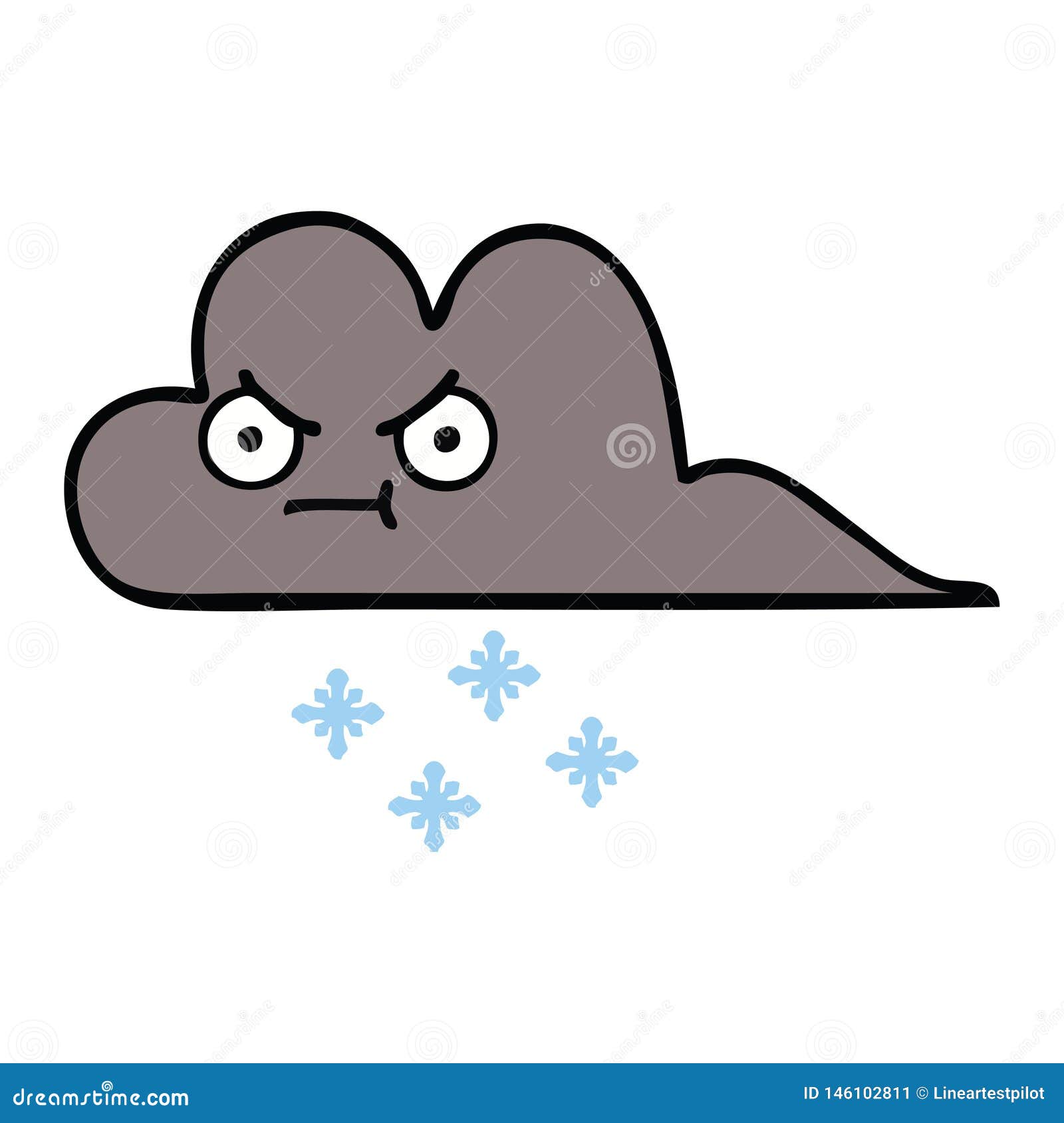 Cute Cartoon of a Storm Snow Cloud Stock Vector - Illustration of cloud ...