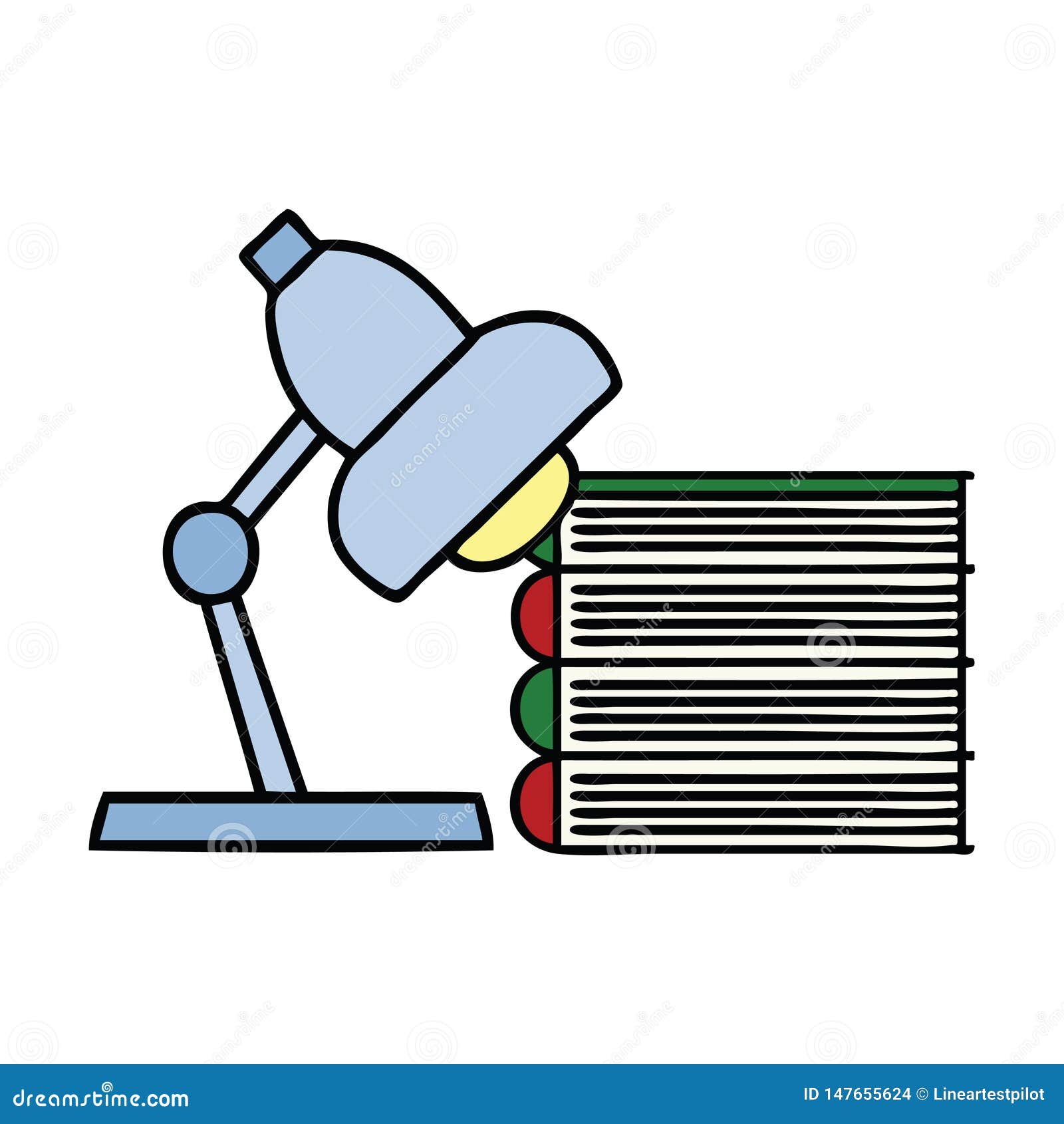 Cute Cartoon Study Books and Lamp Stock Vector - Illustration of ...