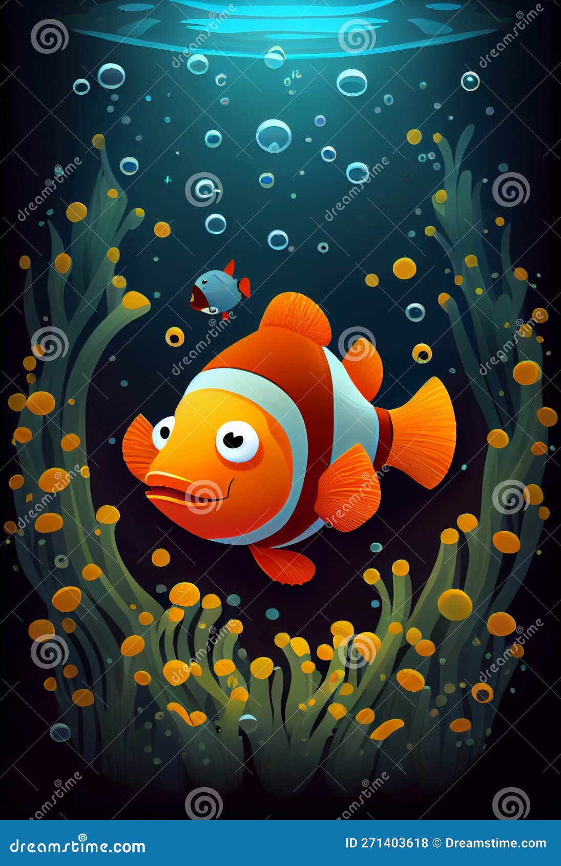 Cute Cartoon Style Fish Clown. AI Generated Stock Illustration ...