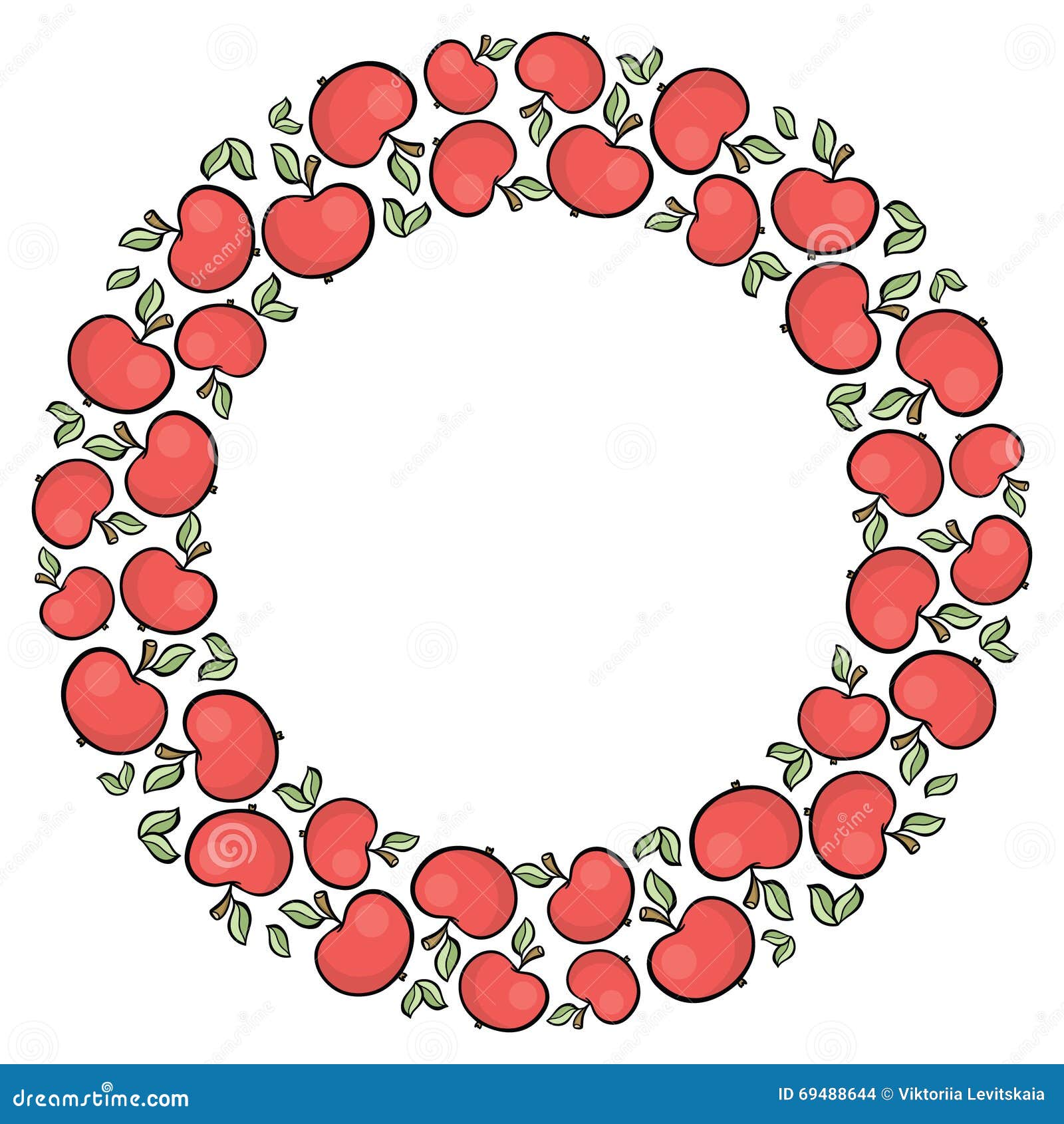 Cute Cartoon Style Hand Drawn Red Apple Frame Stock Vector - Image ...