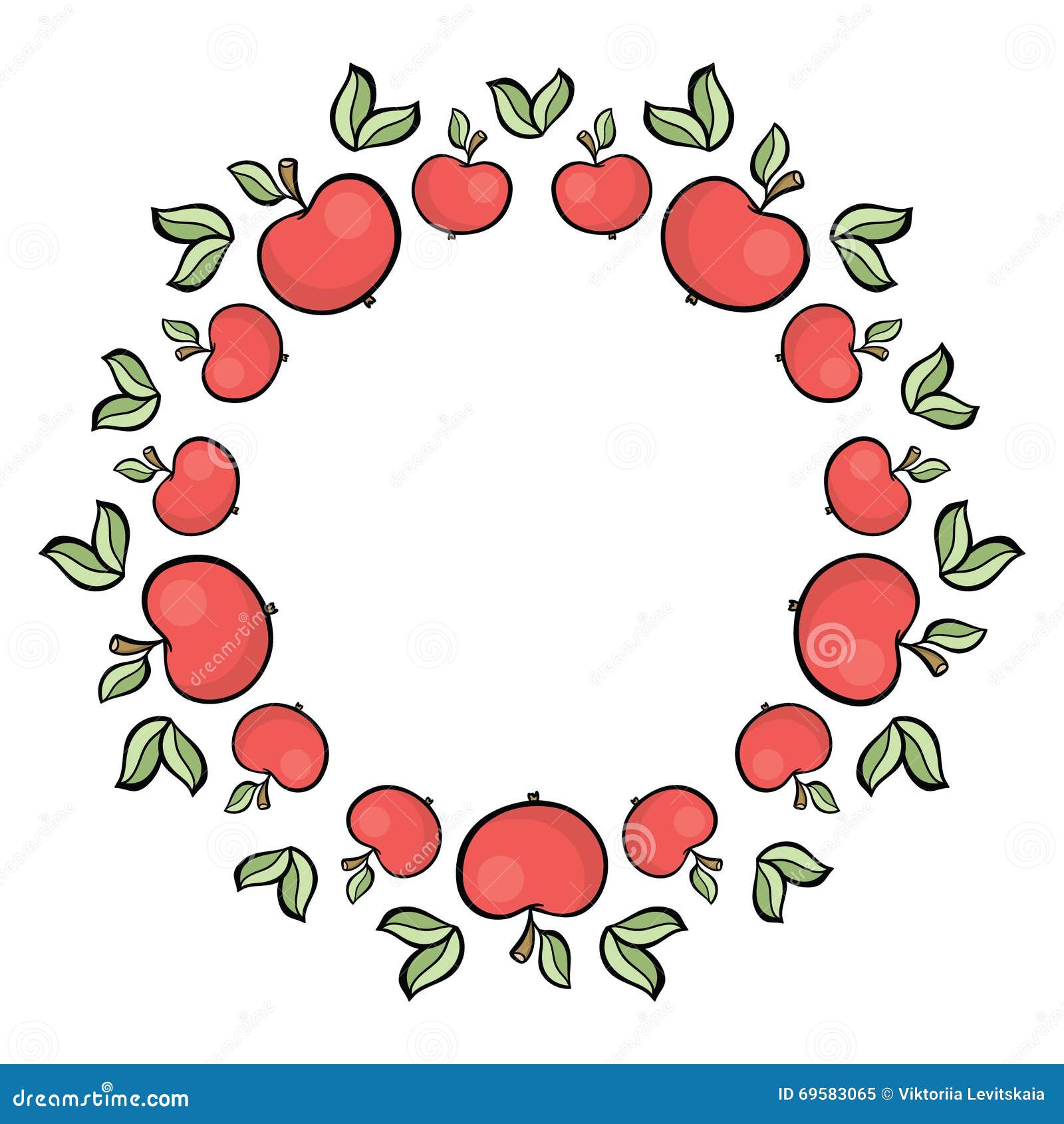 Apple Frame With Copy Space, Lettering Greeting Card Template, Vector ...