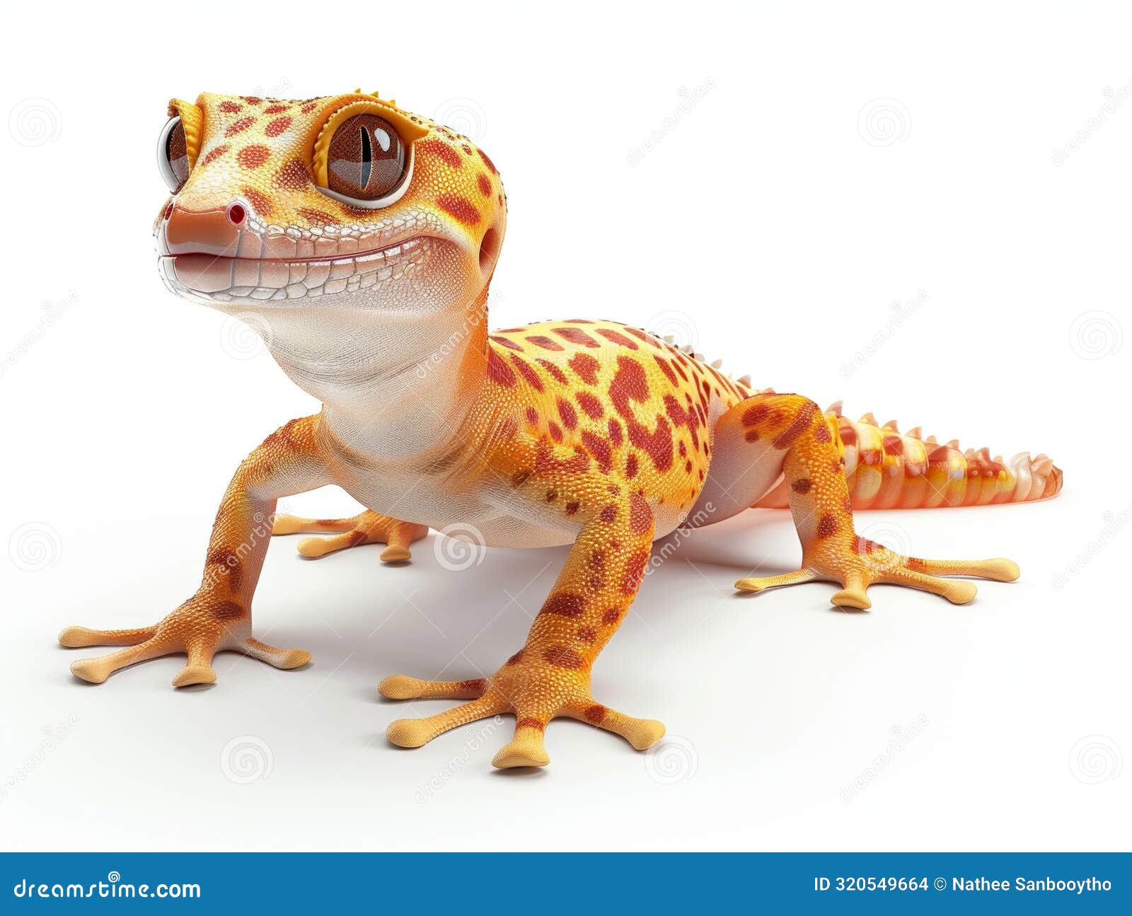 A Cute, Cartoon-style Leopard Gecko with Large Eyes and a Friendly ...