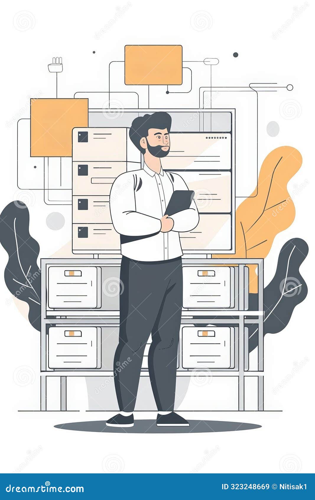 A Cute Cartoon Style OfA Comprehensive View of an ERP Software ...