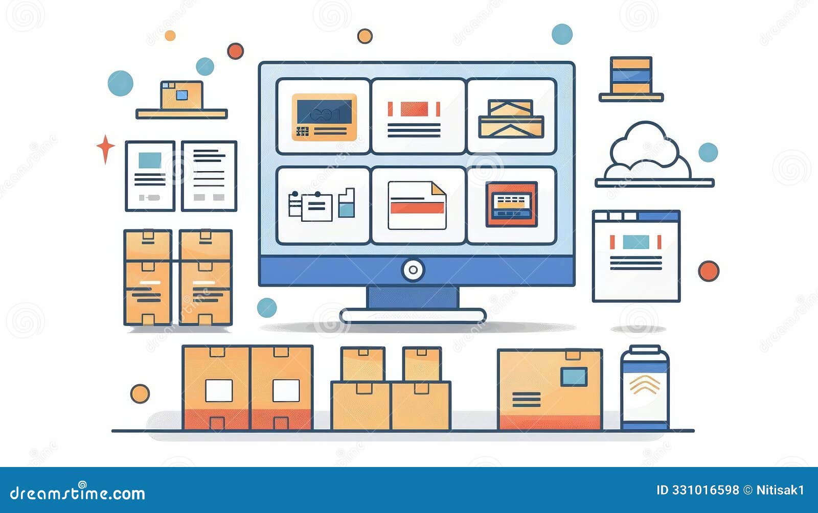 A Cute Cartoon Style OfA Comprehensive View of an ERP Software ...