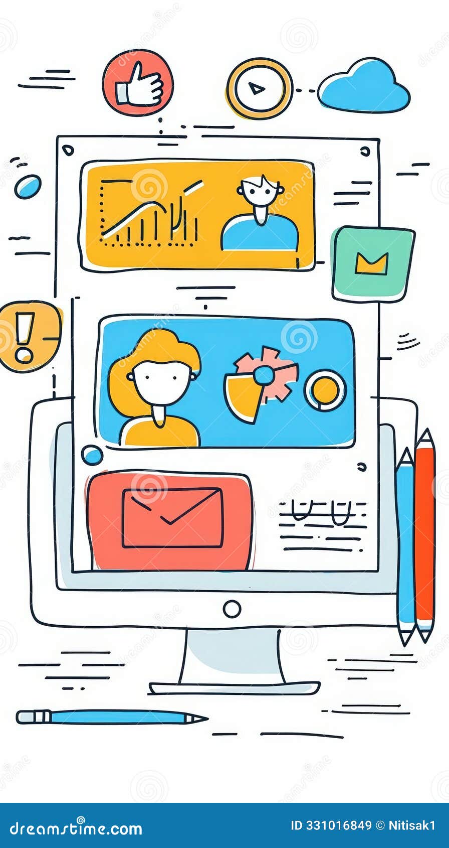 A Cute Cartoon Style OfA Comprehensive View of an ERP Software ...