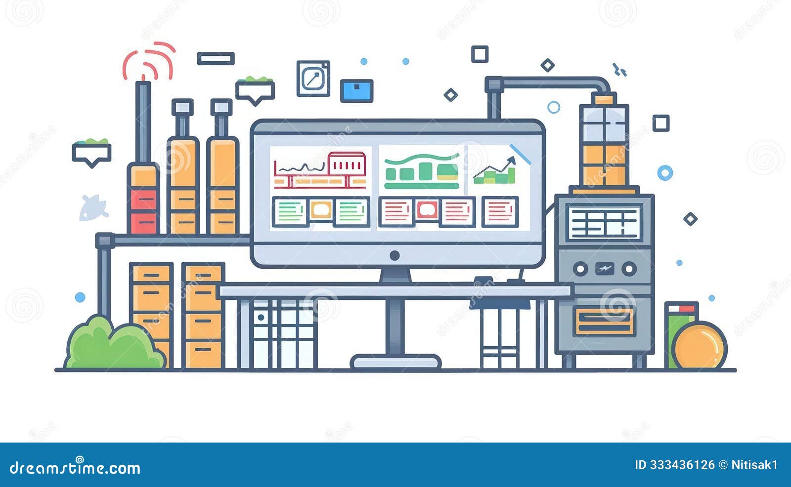 A Cute Cartoon Style OfA Comprehensive View of an ERP Software ...