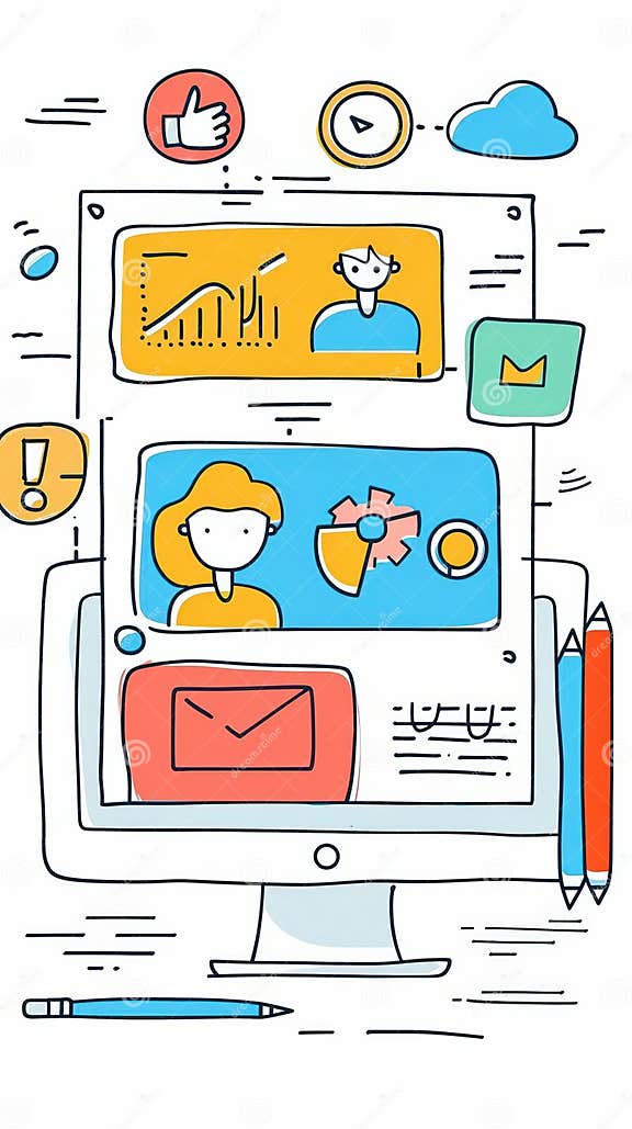 A Cute Cartoon Style OfA Comprehensive View of an ERP Software ...