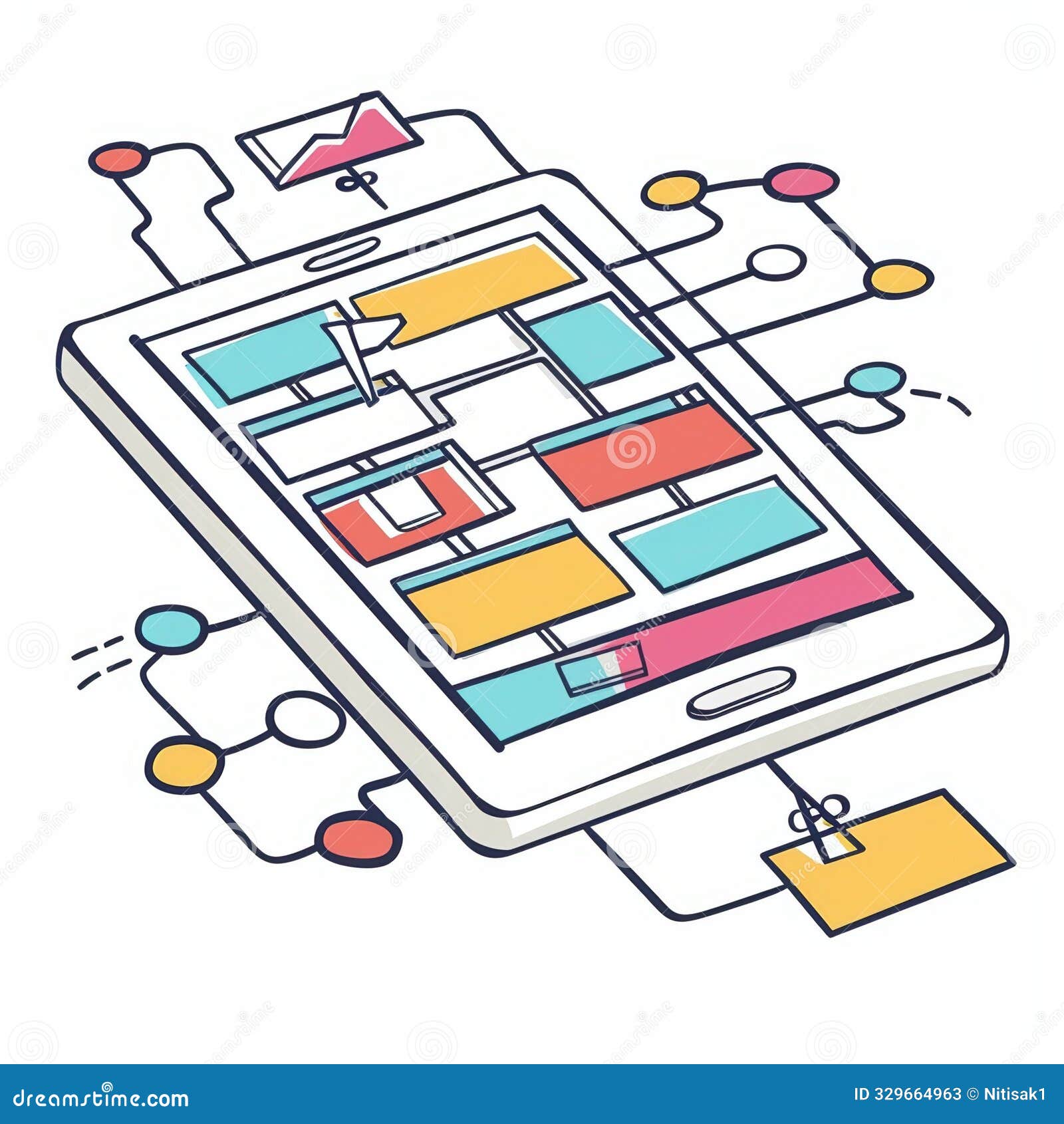 A Cute Cartoon Style OfA Digital Workflow Management System on a Tablet ...