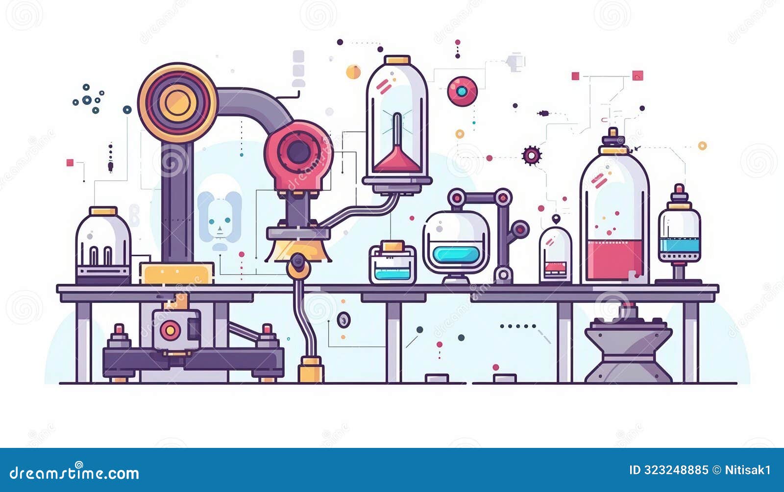 A Cute Cartoon Style OfA Hightech Manufacturing Process Controlled by ...