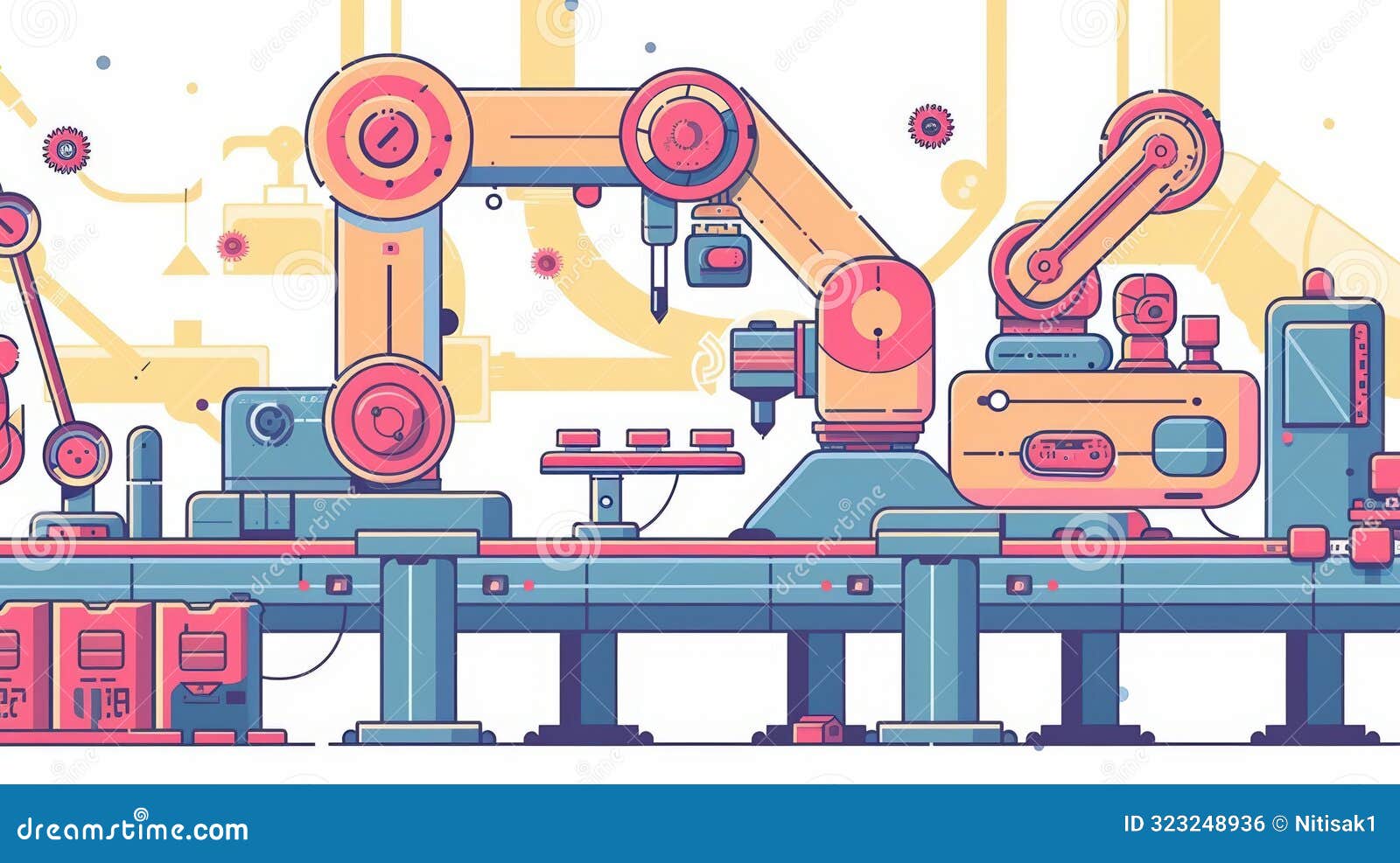 A Cute Cartoon Style OfA High-tech Manufacturing Process Controlled by ...