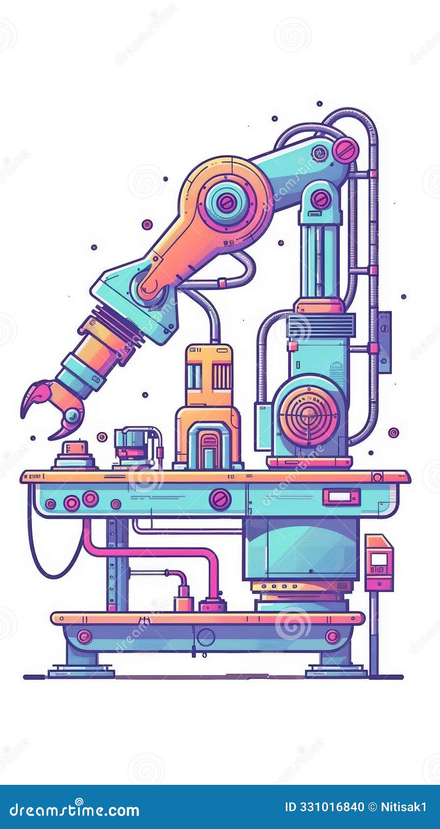 A Cute Cartoon Style OfA Hightech Manufacturing Process Controlled by ...