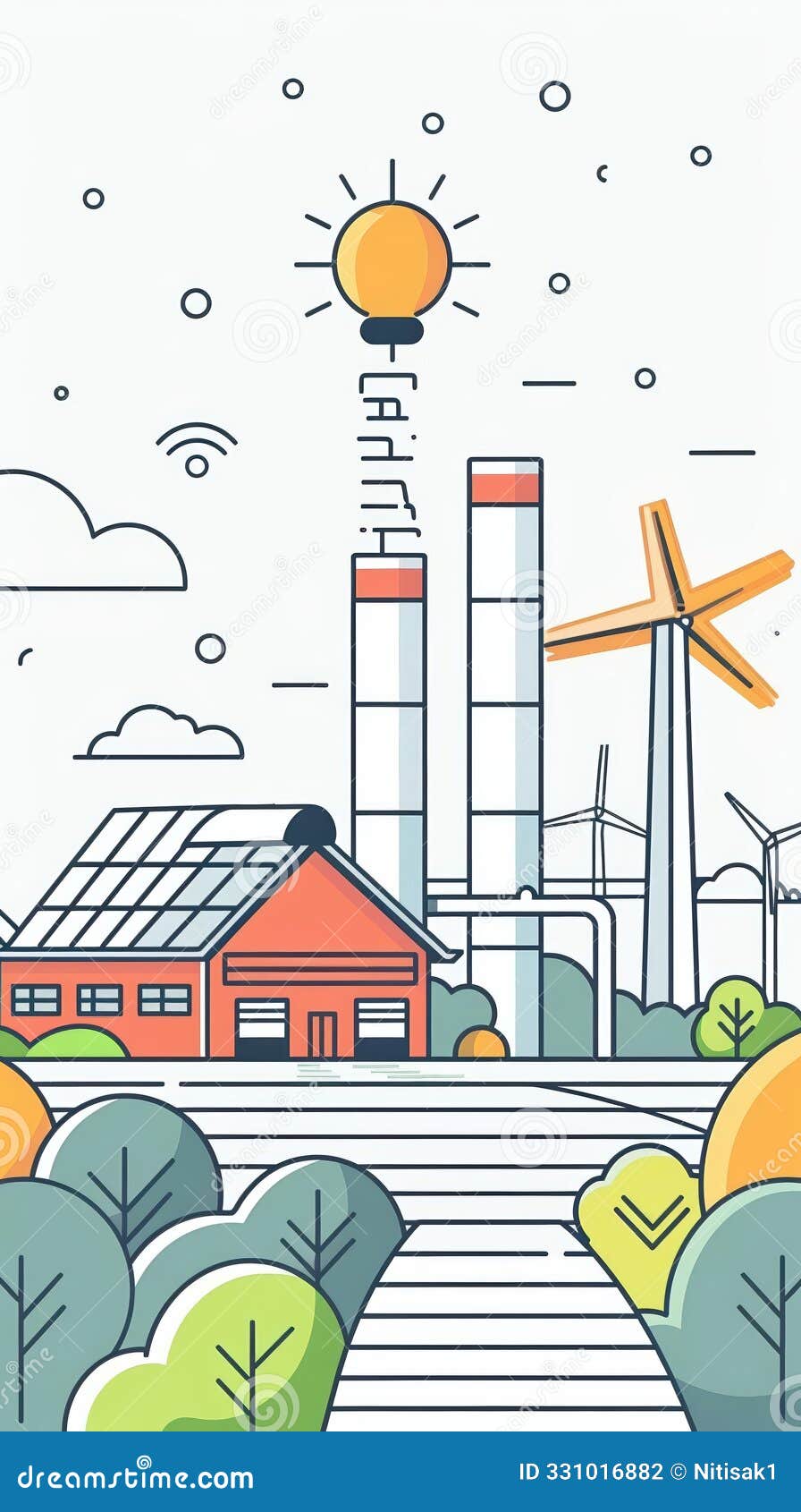 A Cute Cartoon Style OfA Hightech Manufacturing Process Controlled by ...