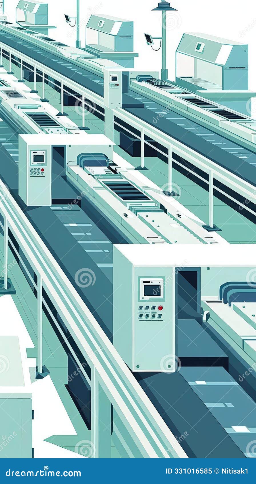 A Cute Cartoon Style OfA Hightech Production Process Monitored by AI ...