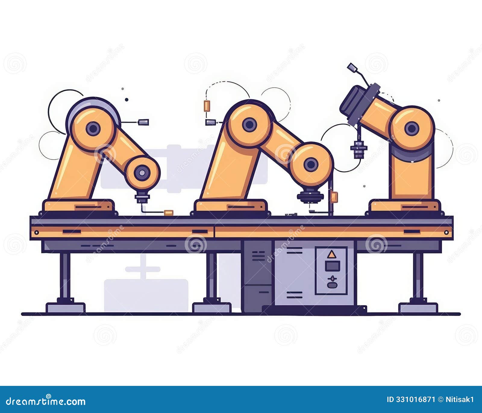 A Cute Cartoon Style OfA Hightech Production Process Monitored by AI ...