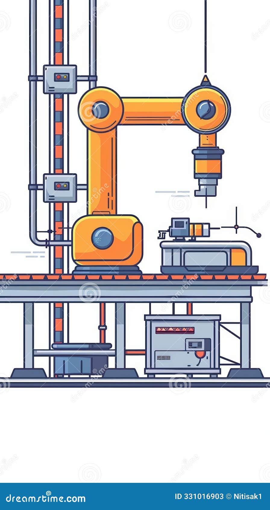 A Cute Cartoon Style OfA Hightech Production Process Monitored by AI ...