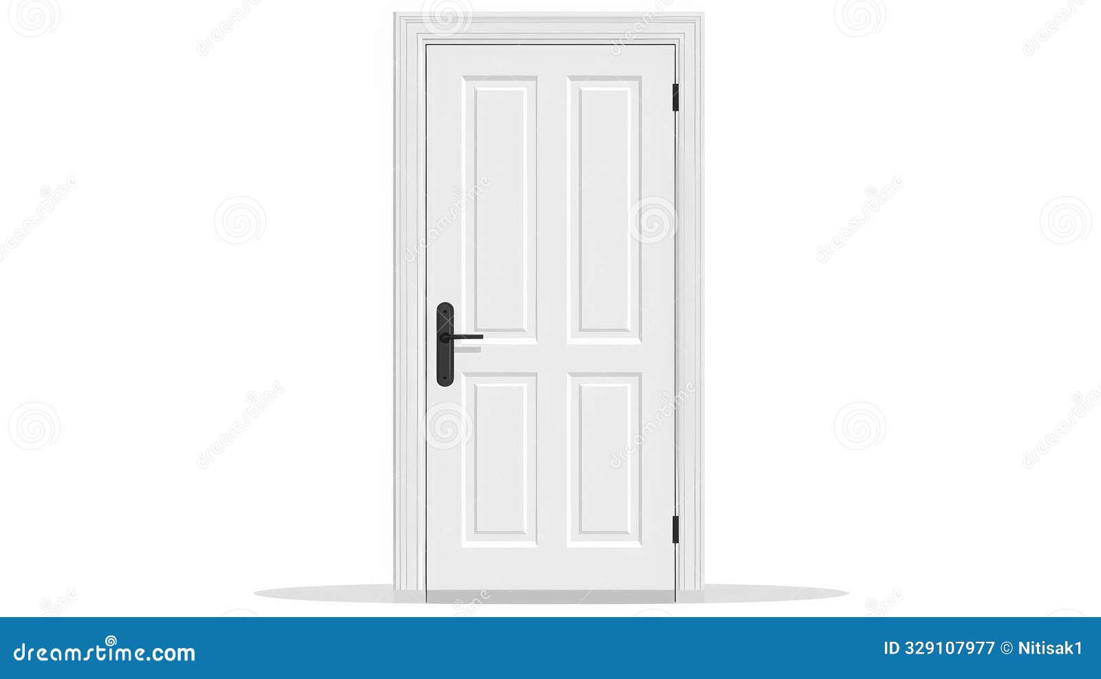 A Cute Cartoon Style OfA Simple White Door with a Black Handle Stock ...