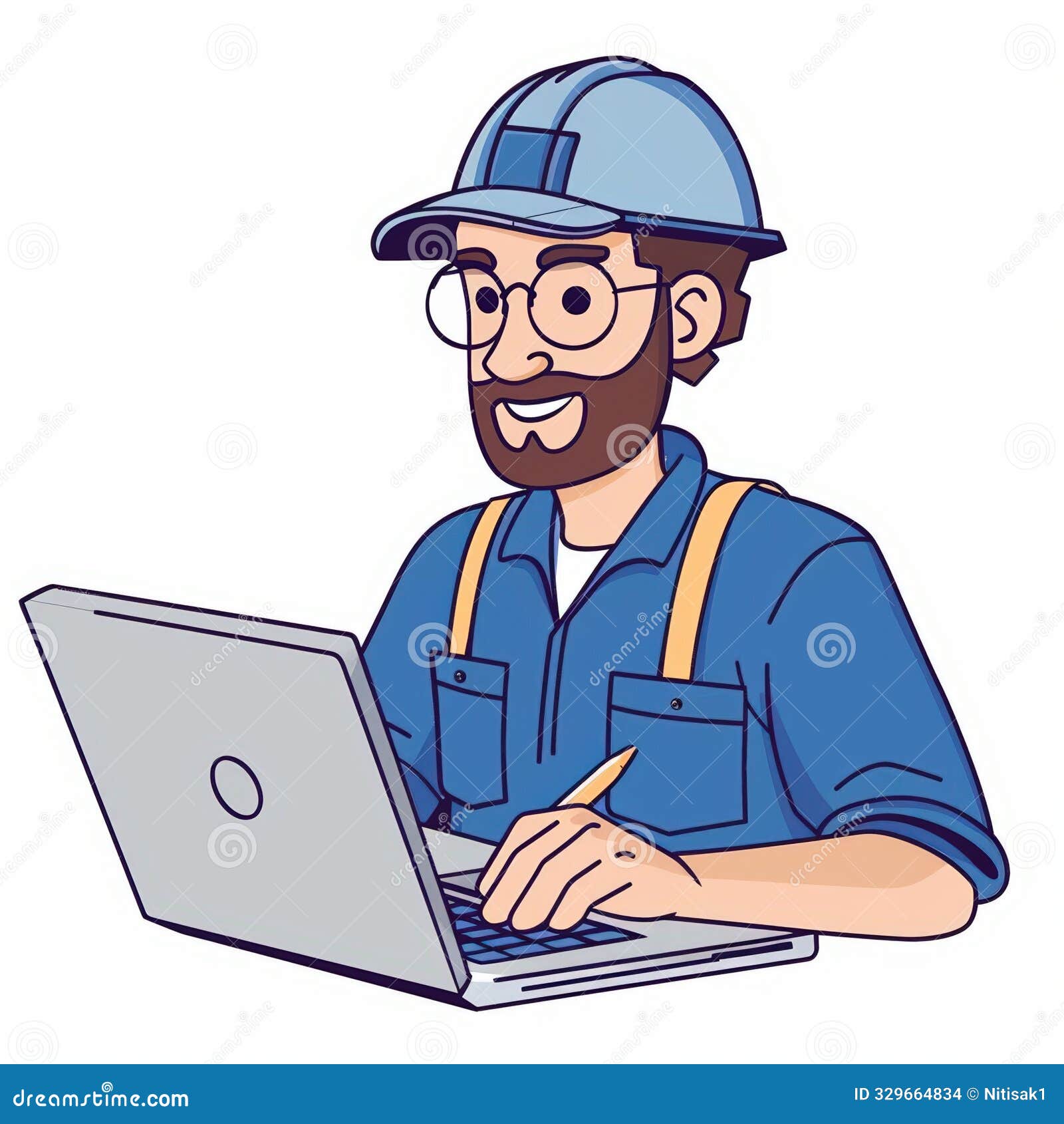 A Cute Cartoon Style OfA Technician Using Predictive Maintenance ...
