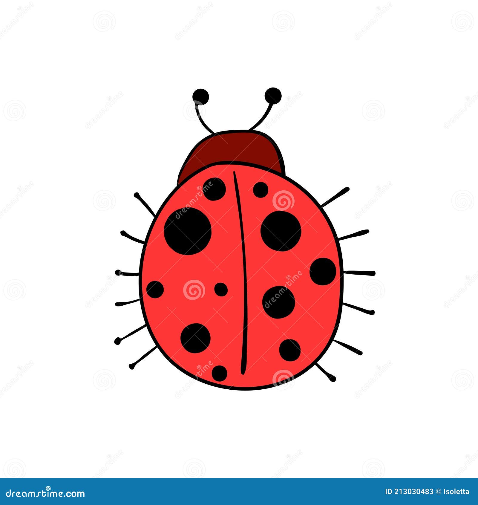 Cute Cartoon Style Red Lady Bug. Vector Illustration Stock Vector ...