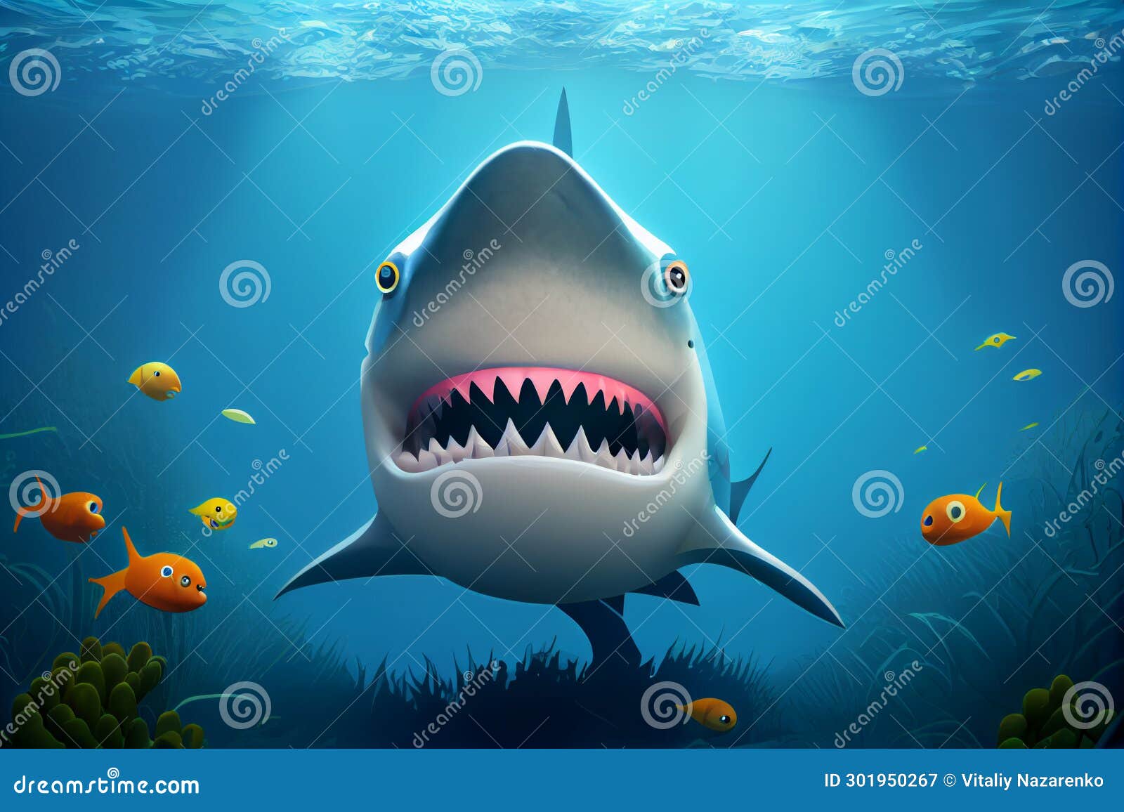 Cute Cartoon Style Shark. AI Generated Stock Image - Image of evolution ...
