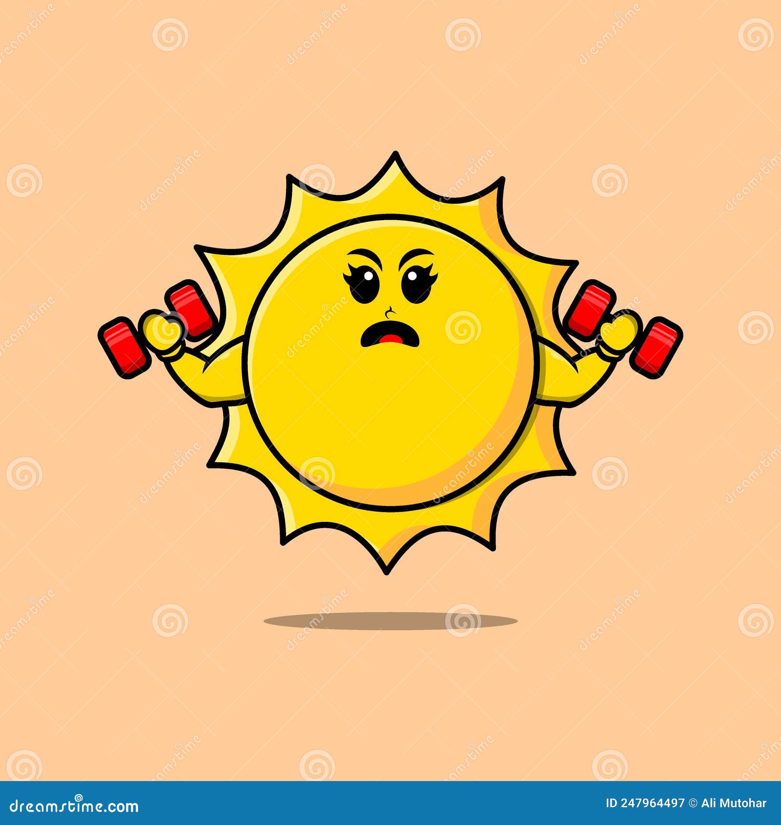 Cute Cartoon Sun Character in Flat Style Stock Vector - Illustration of ...