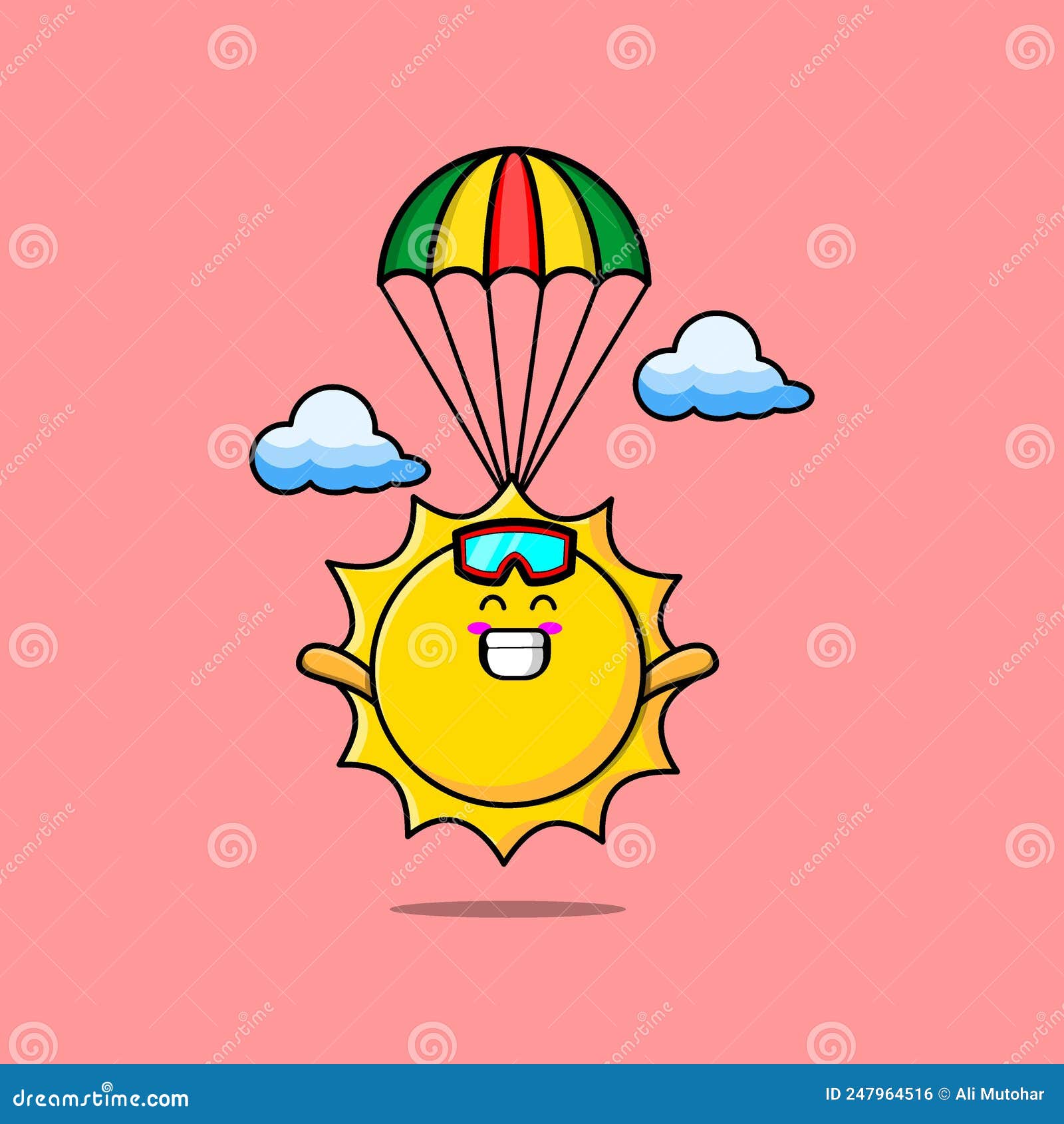 Cute Cartoon Sun Character in Flat Style Stock Vector - Illustration of ...